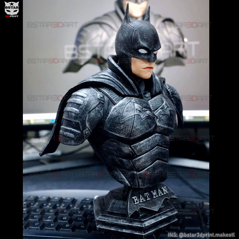 👤 Batman Bust 2021 - Robert Pattinson - DC comic・ STL File for ・Cults