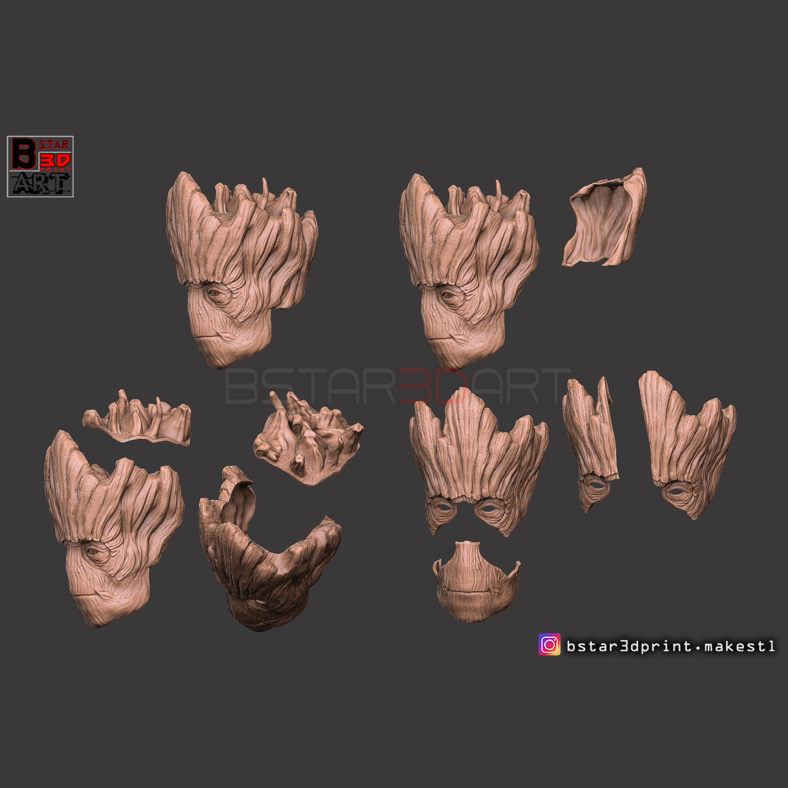 STL file Groot mask - Guardians of the Galaxy - Marvel comics cosplay ...