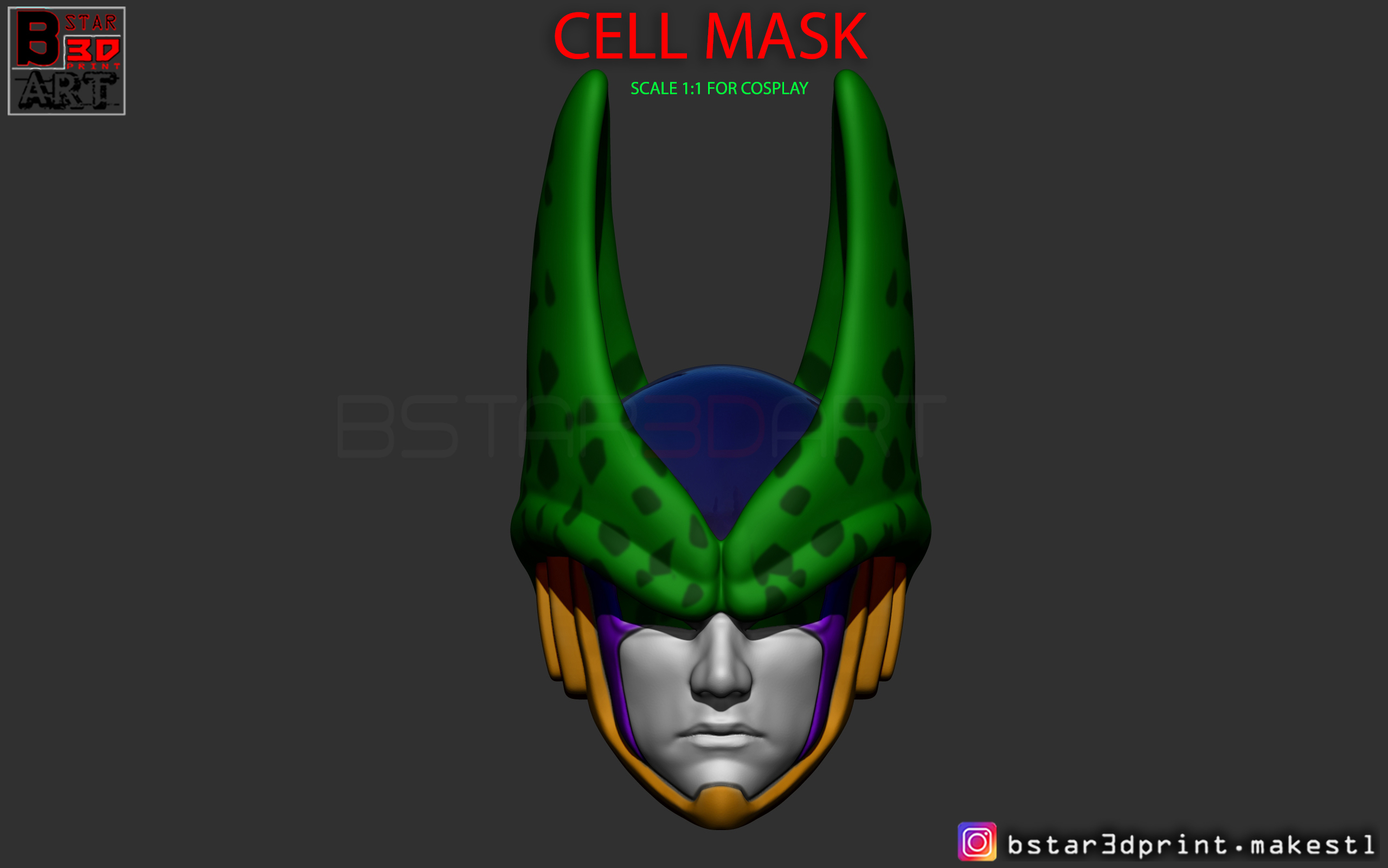 Archivo STL Máscara CELL -Cosplay de Dragon Ball Z o personalizada 🐉 ...