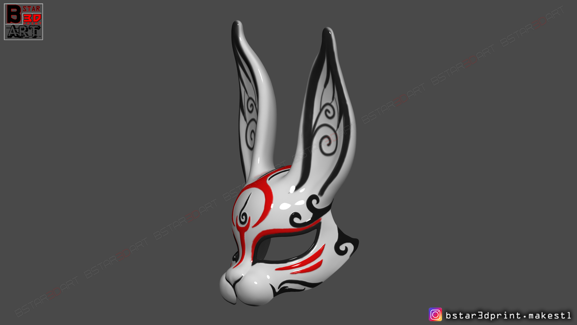 STL file Rabbit Mask - Fox Mask - Bunny Mask - Demon Kitsune Cosplay 3D ...