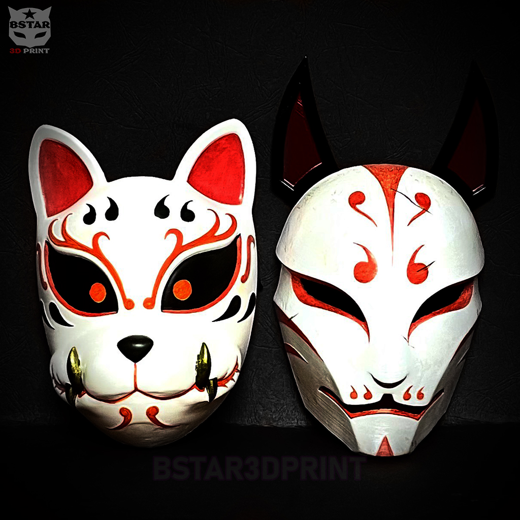 3D printable Demon Kitsune Mask - Japanese Mask - High Quality Details • made with Anycubic・Cults