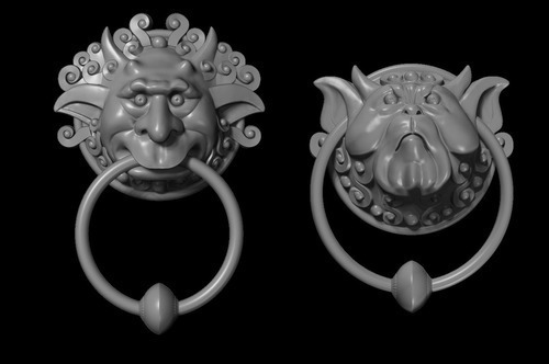 🚪 Detailed Labyrinth Door Knocker Set・ 3D File for ・Cults