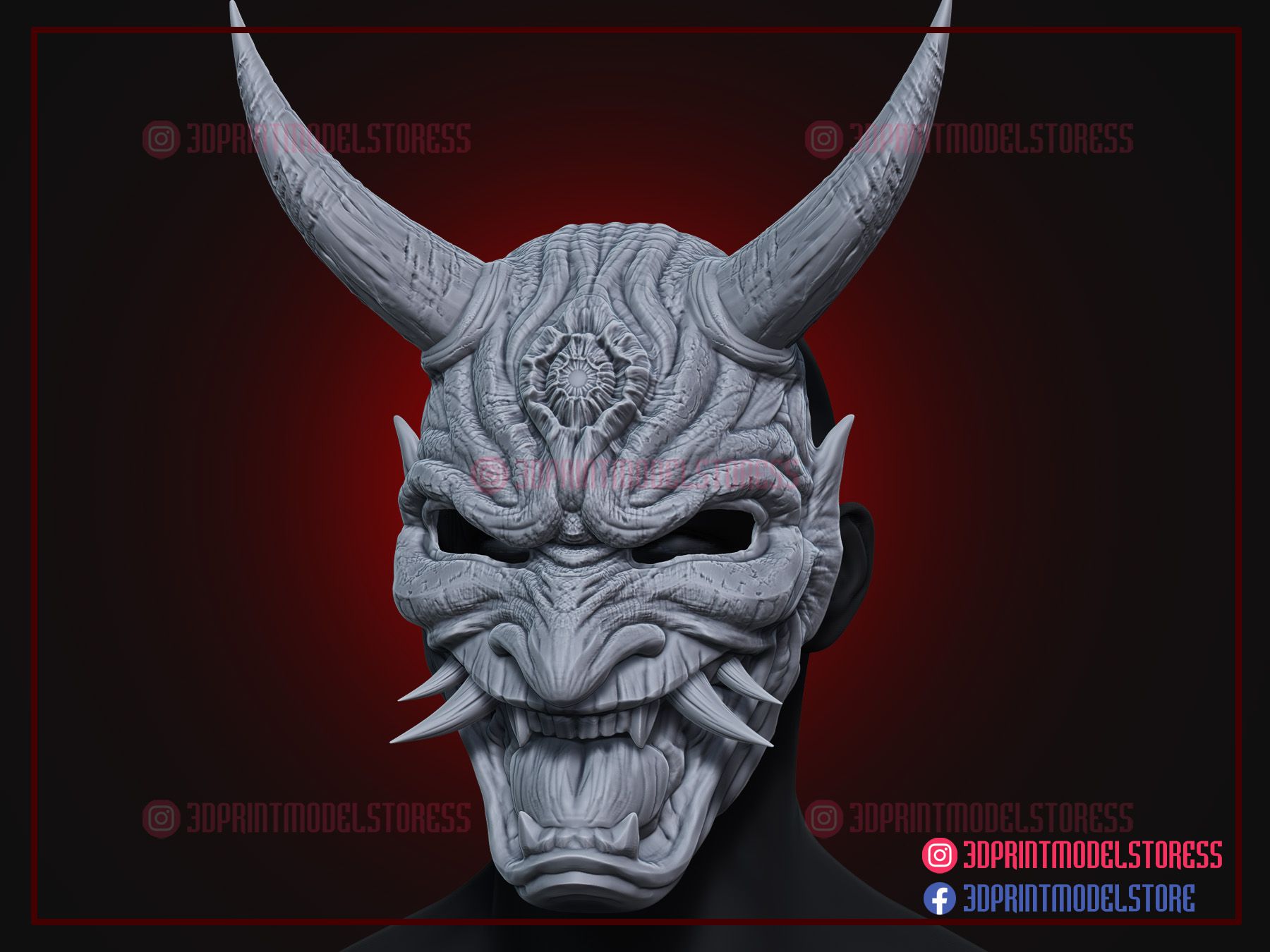 3D file The Oni Samurai Mask - Japanese Kitsune - Halloween Cosplay ...