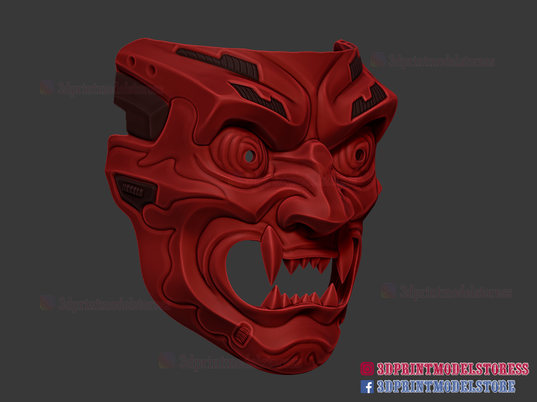 3D file Cyborg Oni Mask - Japanese Kitsune Demon 🤖 ・Template to ...