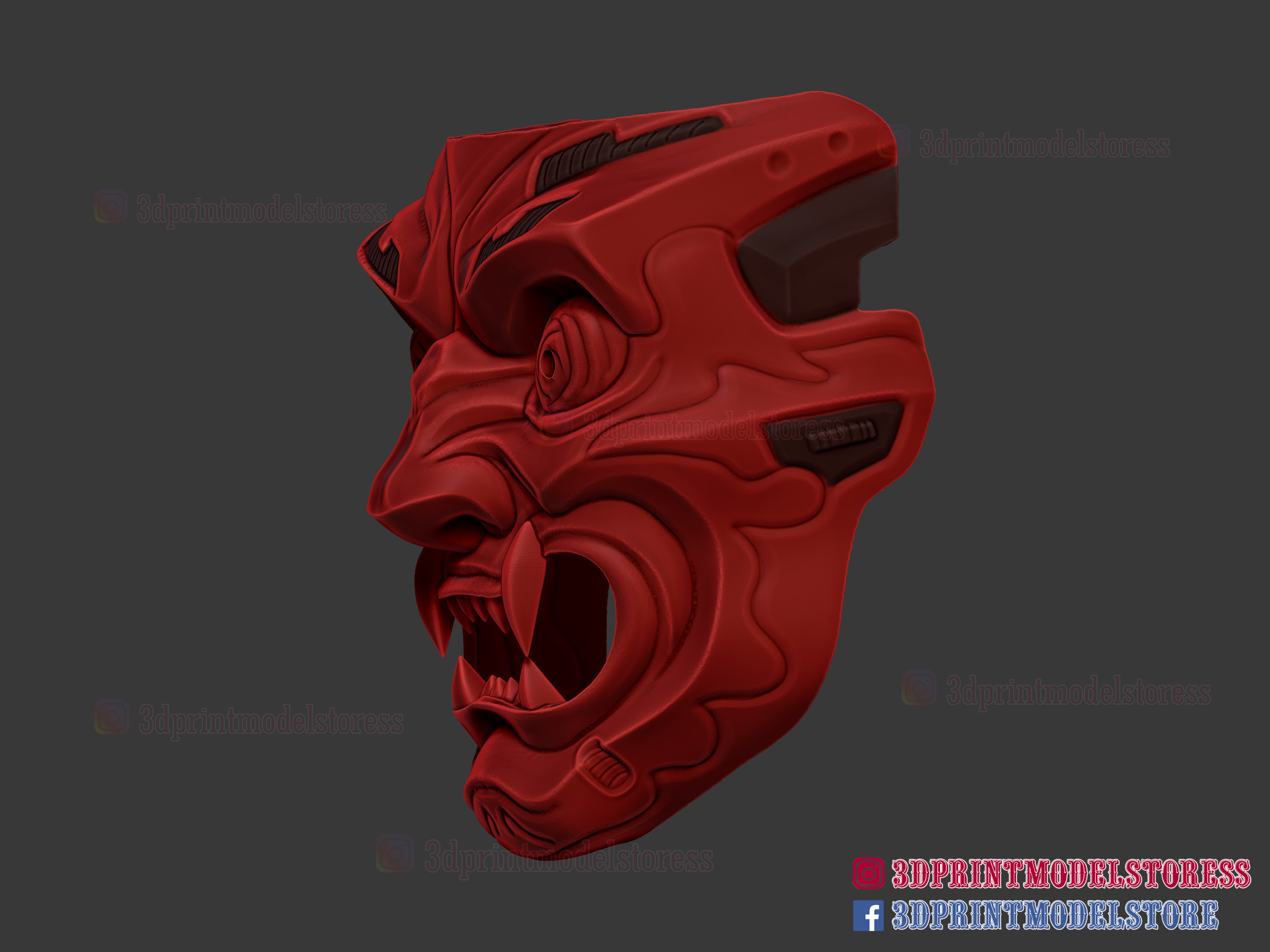 3D file Cyborg Oni Mask - Japanese Kitsune Demon 🤖 ・Template to ...