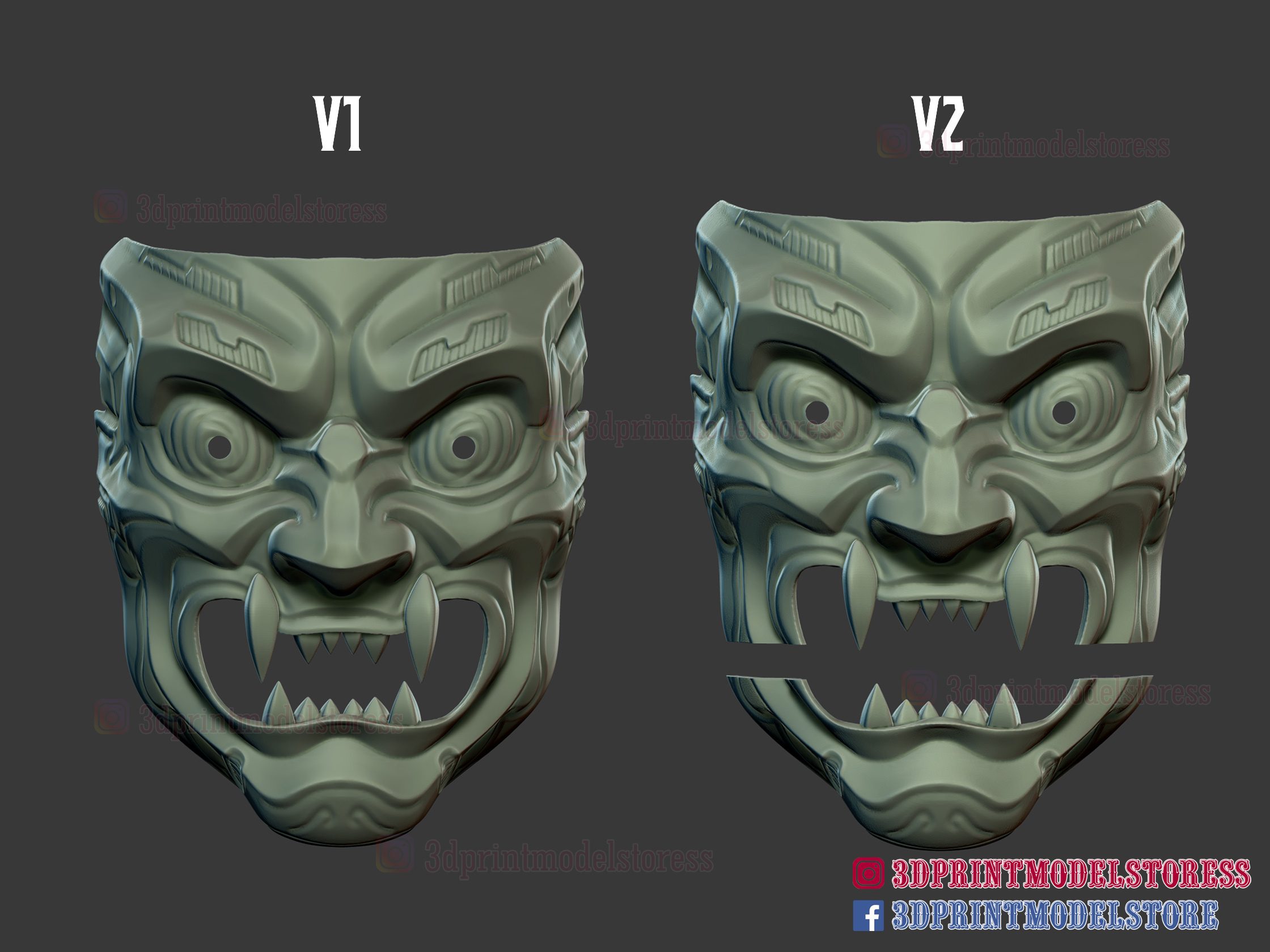 3D file Cyborg Oni Mask - Japanese Kitsune Demon 🤖 ・Template to ...