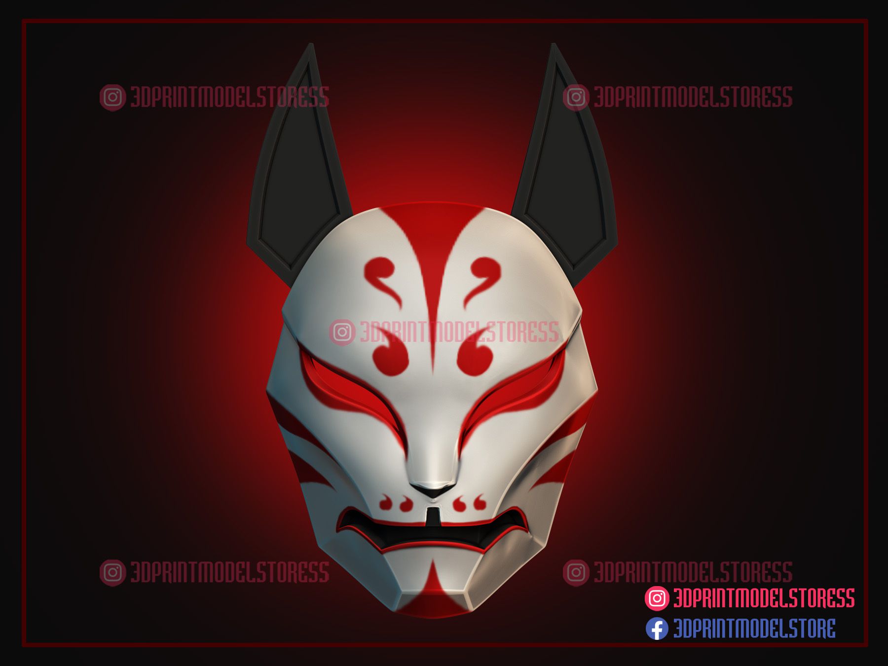 🎃 Aragami 2 Mask - Kitsune Mask for Cosplay - Halloween Costume・ 3D ...