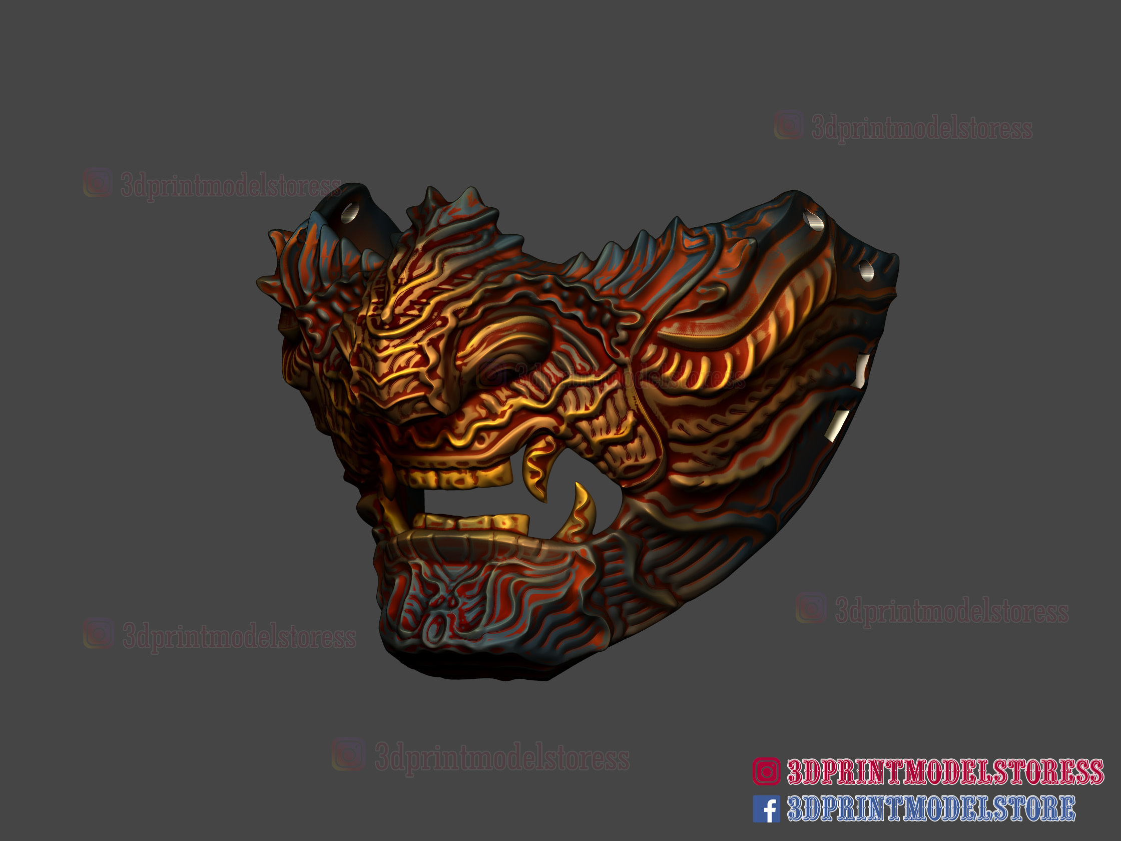 🗡️ Oni Samurai Ghost Mask・ 3D File for ・Cults