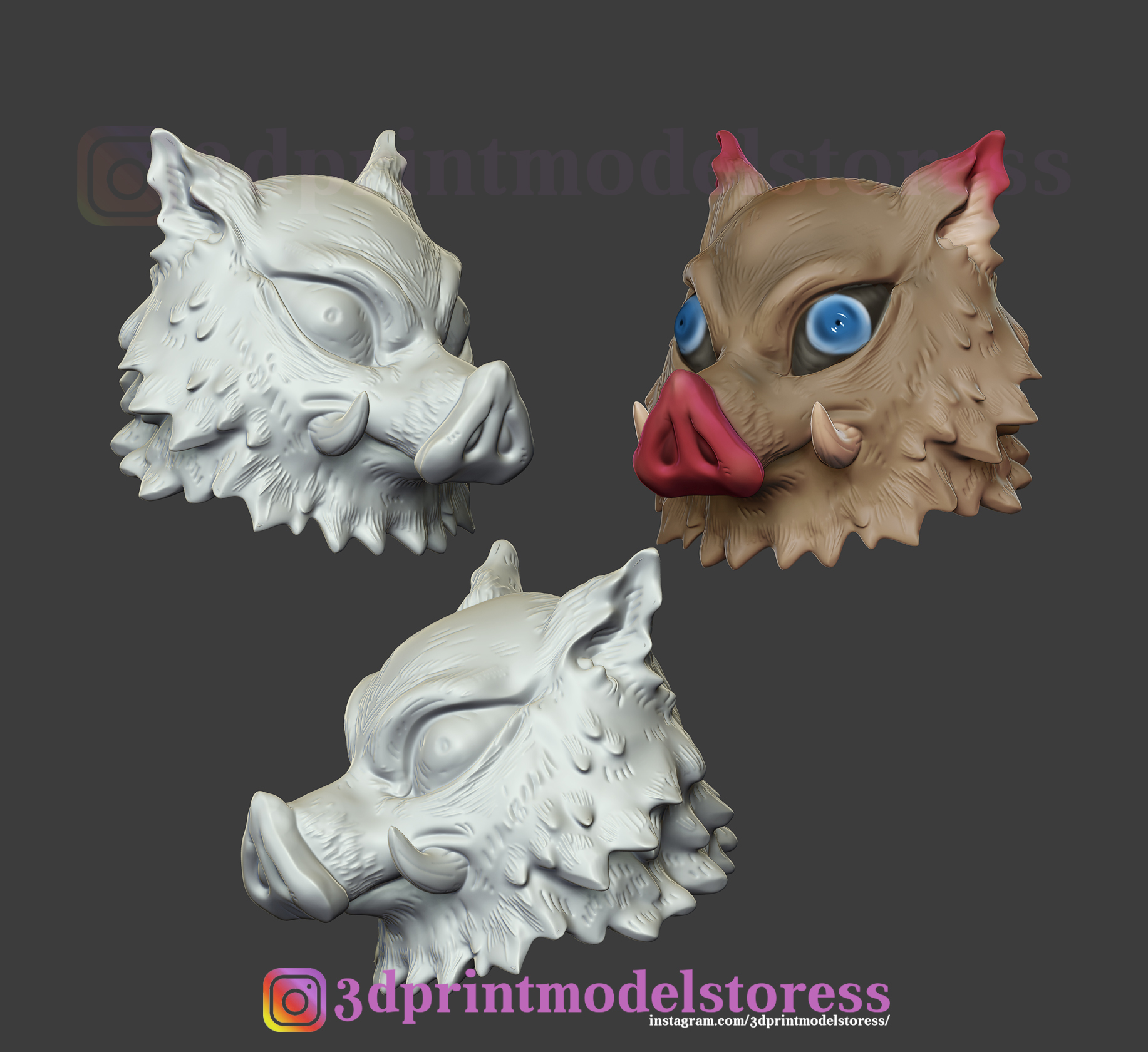 🪖 Demon Slayer Inosuke Mask Kimetsu no Yaiba Cosplay Helmet・ 3D File ...