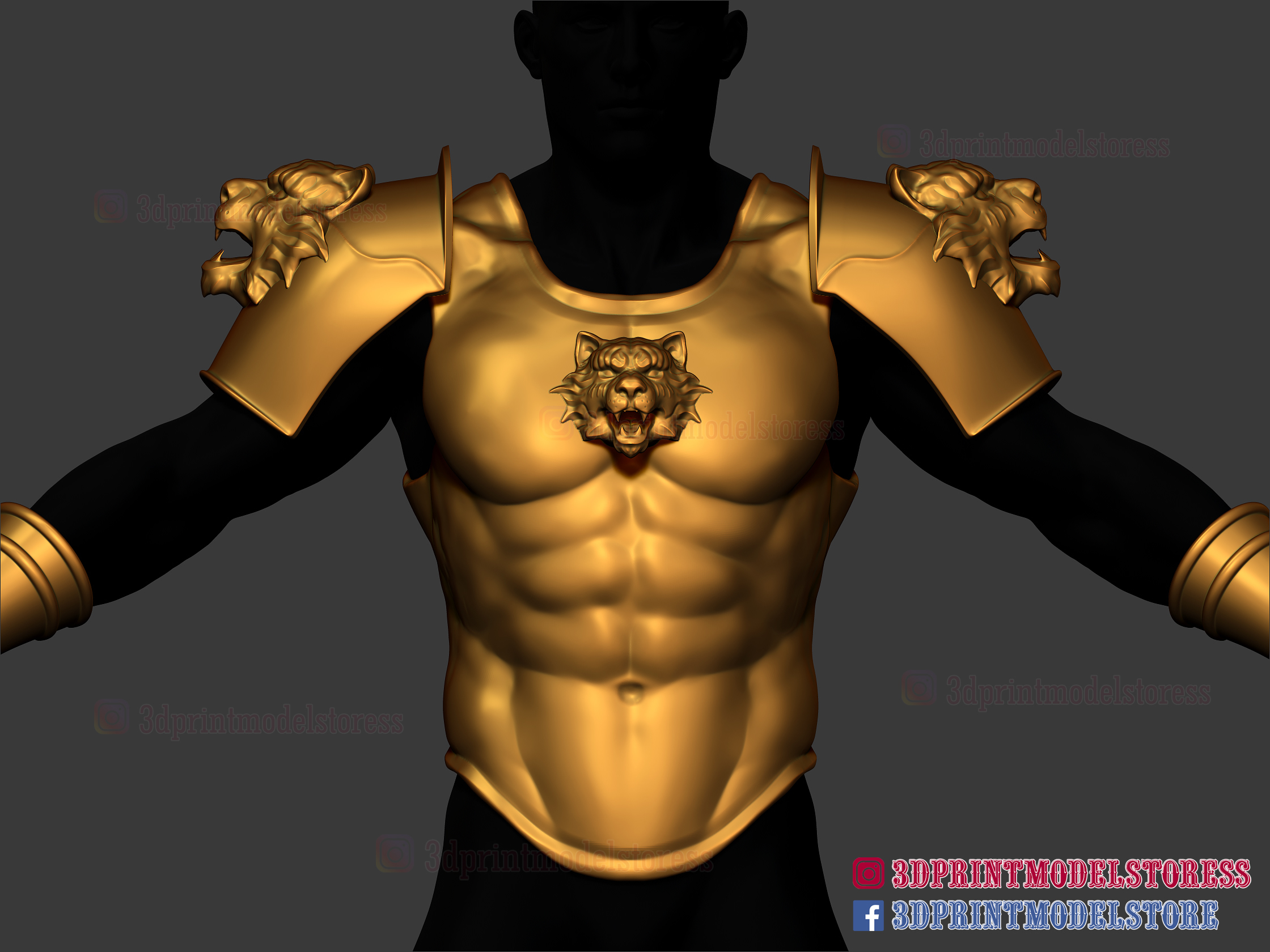 🏛️ Larp Armor - Classical Tiger Roman Muscle Armor Set Cosplay 3D print ...