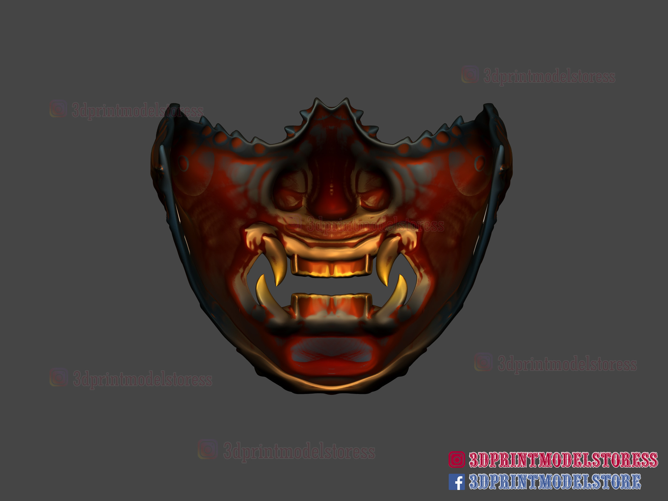 🗡️ Oni Samurai Ghost Mask・ 3D File for ・Cults