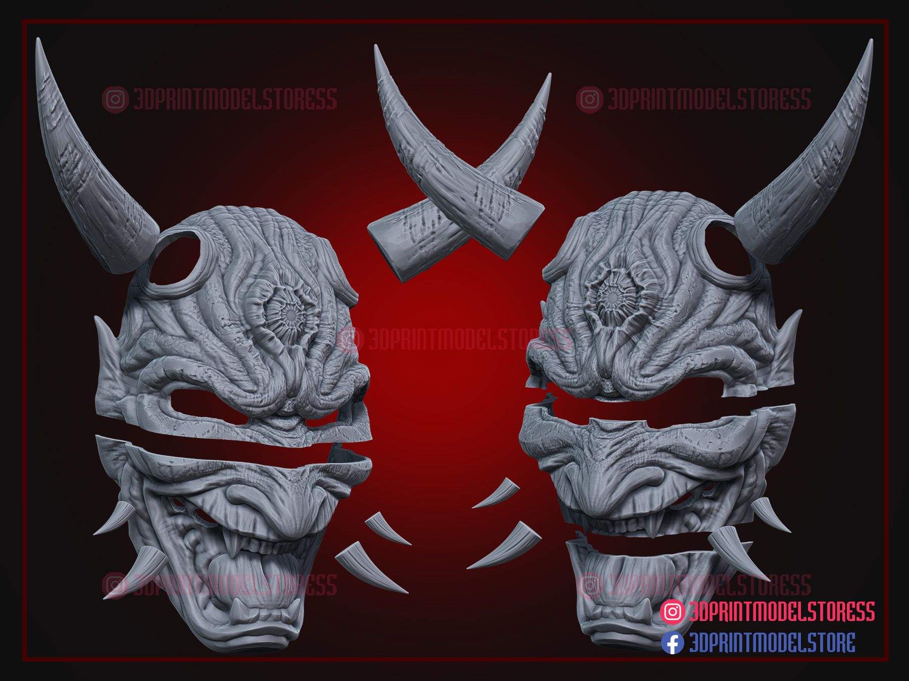 3D file The Oni Samurai Mask - Japanese Kitsune - Halloween Cosplay ...