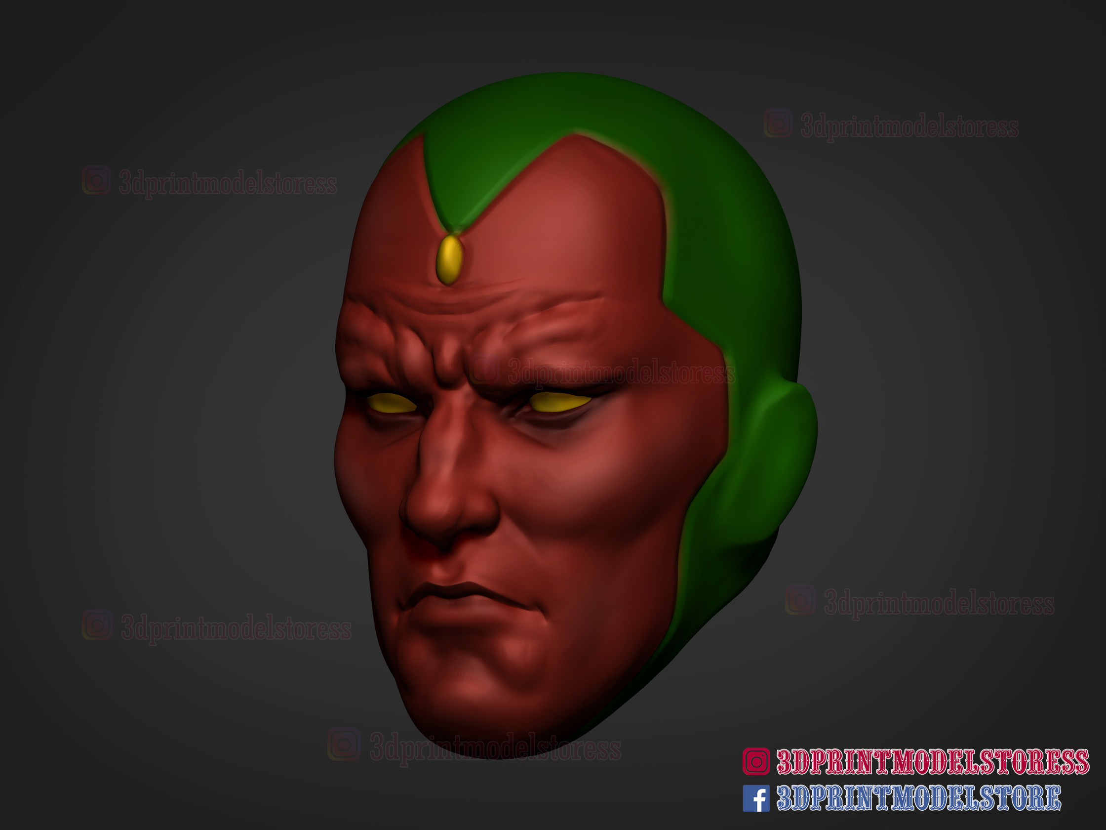 🎲 Marvel Comic Vision Head Sculpt for Action Figures 3D print model ...
