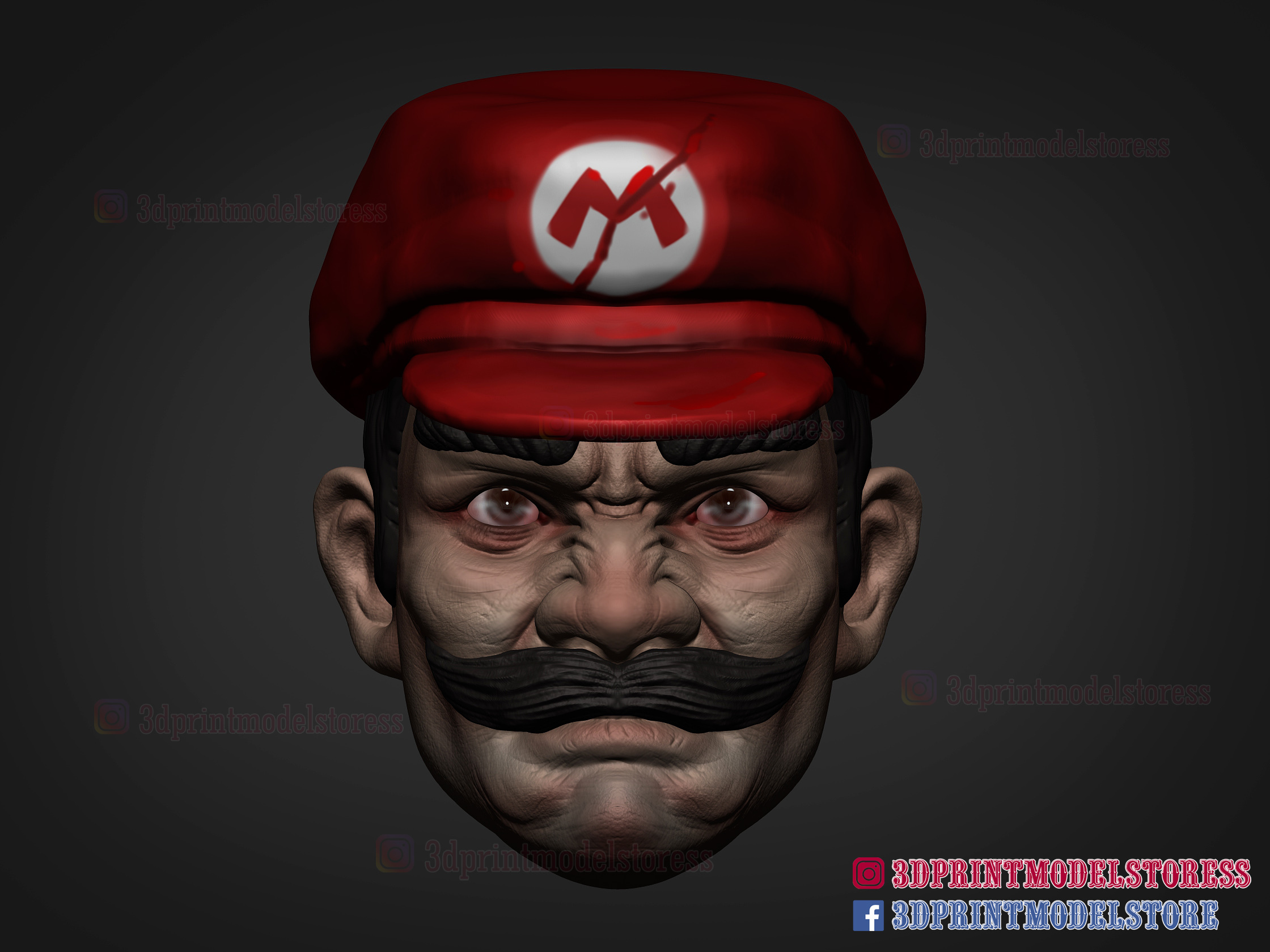 😈 Sculpture de tête de Mario pour figurines personnalisées Modèle d ...