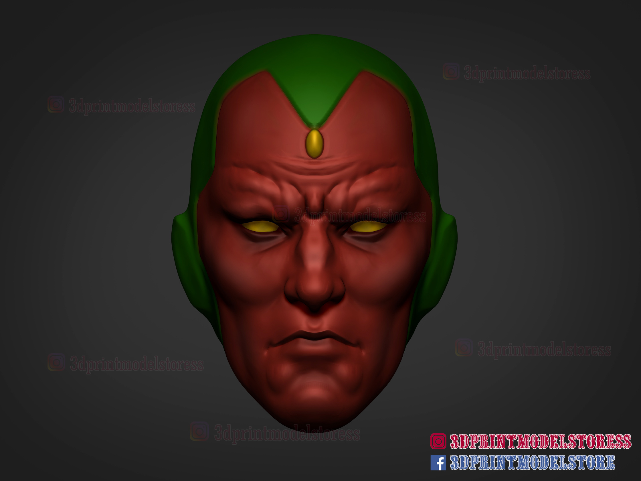🎲 Marvel Comic Vision Head Sculpt for Action Figures 3D print model ...