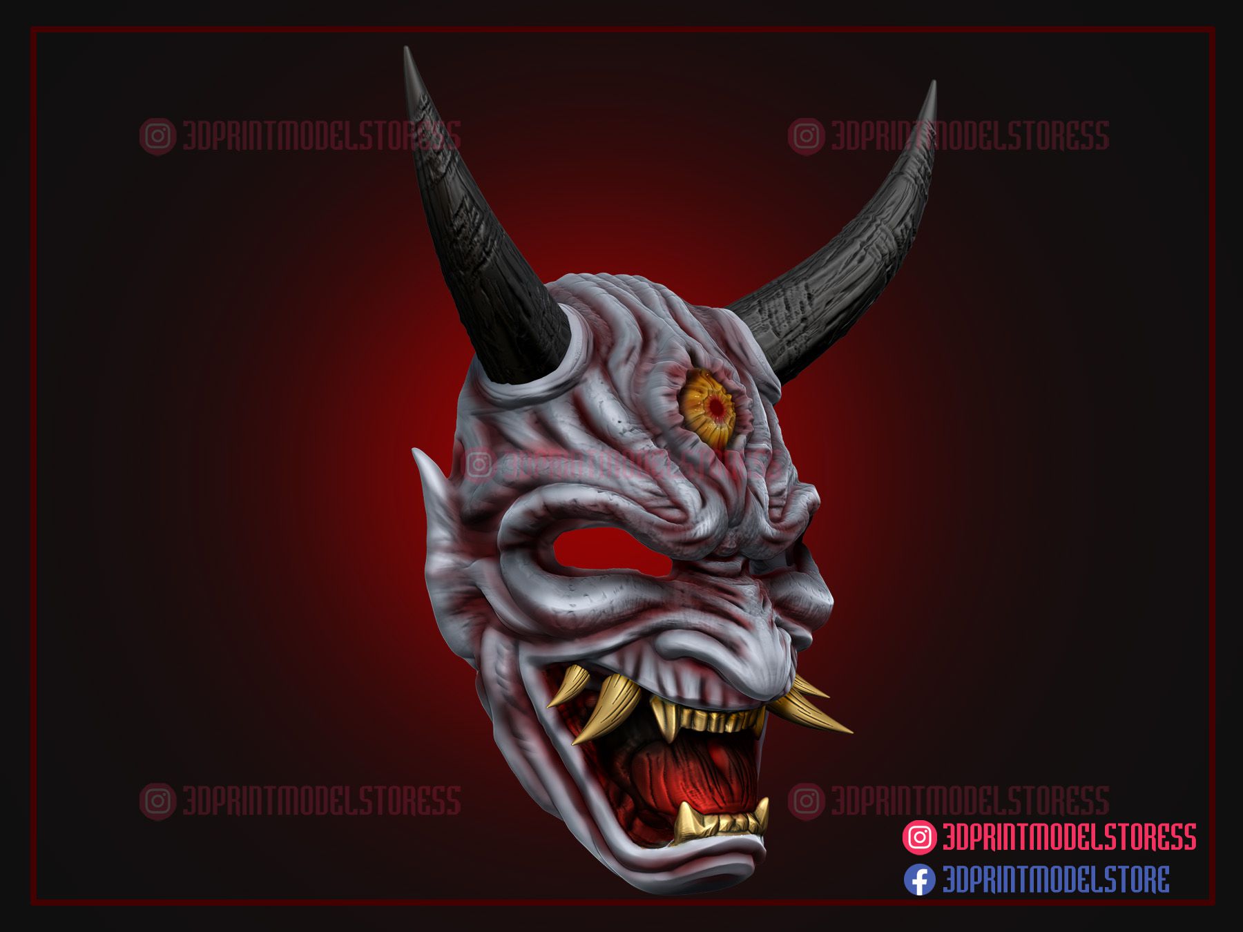 3D file The Oni Samurai Mask - Japanese Kitsune - Halloween Cosplay ...