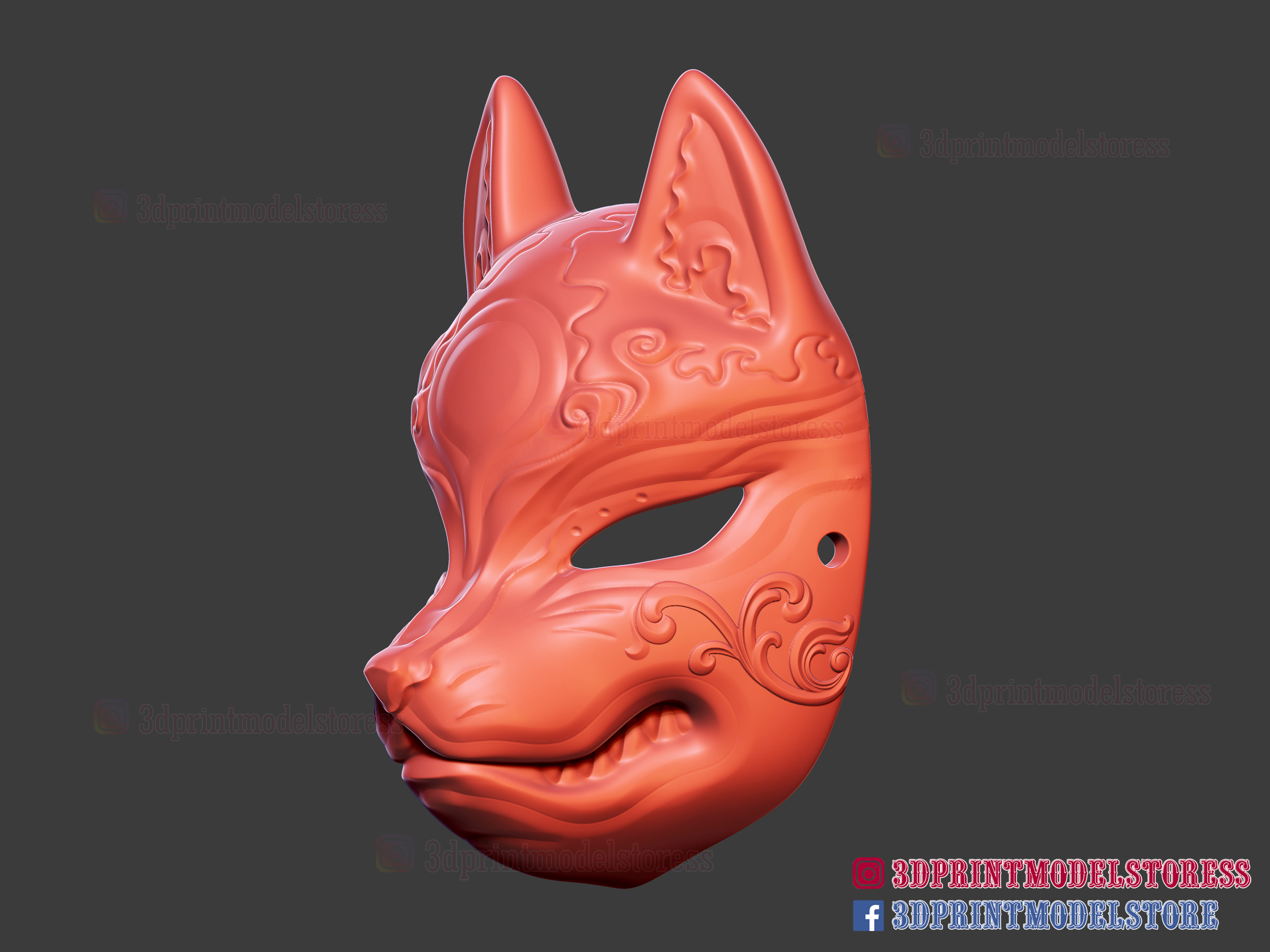 3D-Datei Japanische Fuchs Maske Dämon Kitsune Cosplay Maske, Helm 3D-Druck Modell 🎃 ・Design für ...