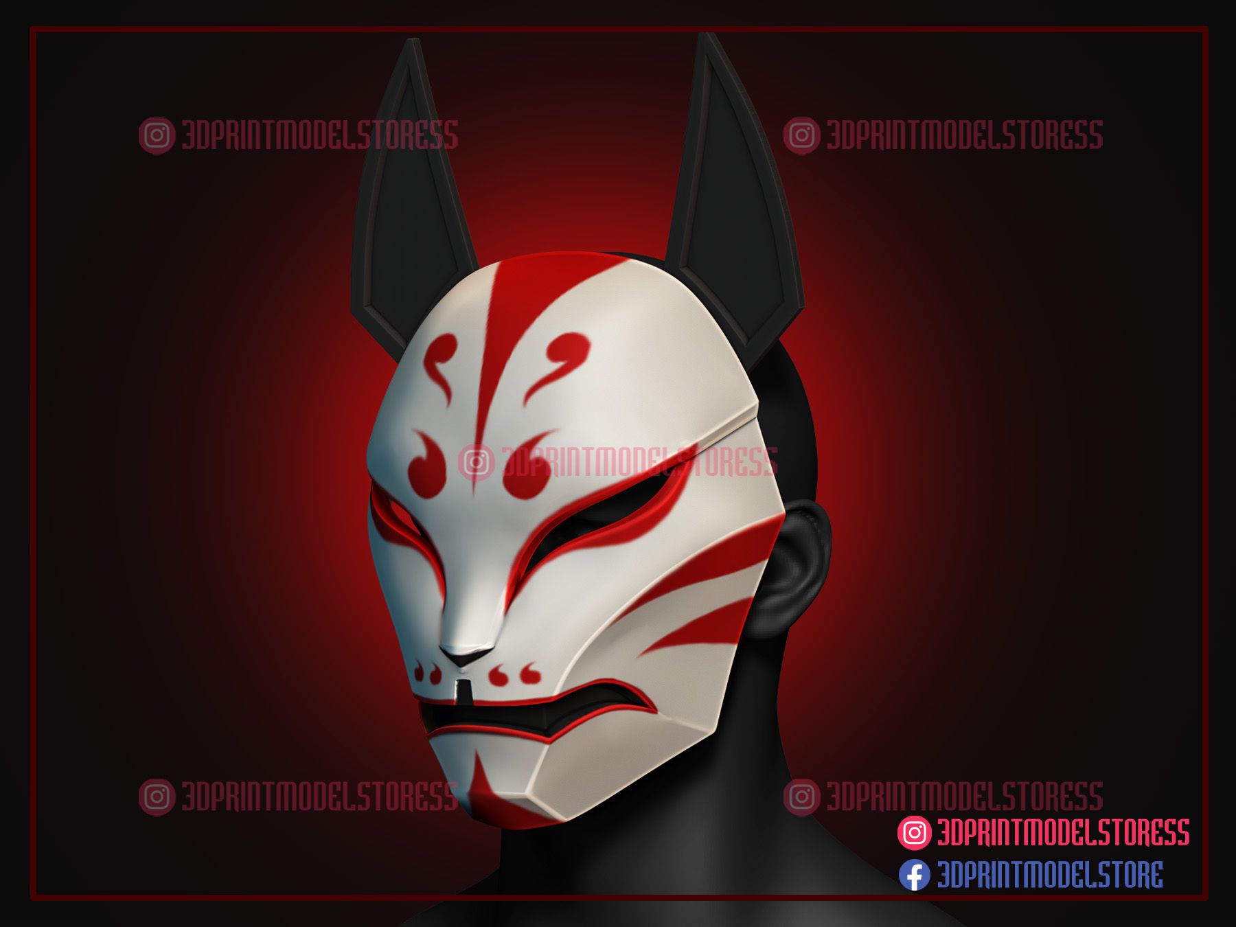 🎃 Aragami 2 Mask - Kitsune Mask for Cosplay - Halloween Costume・ 3D ...