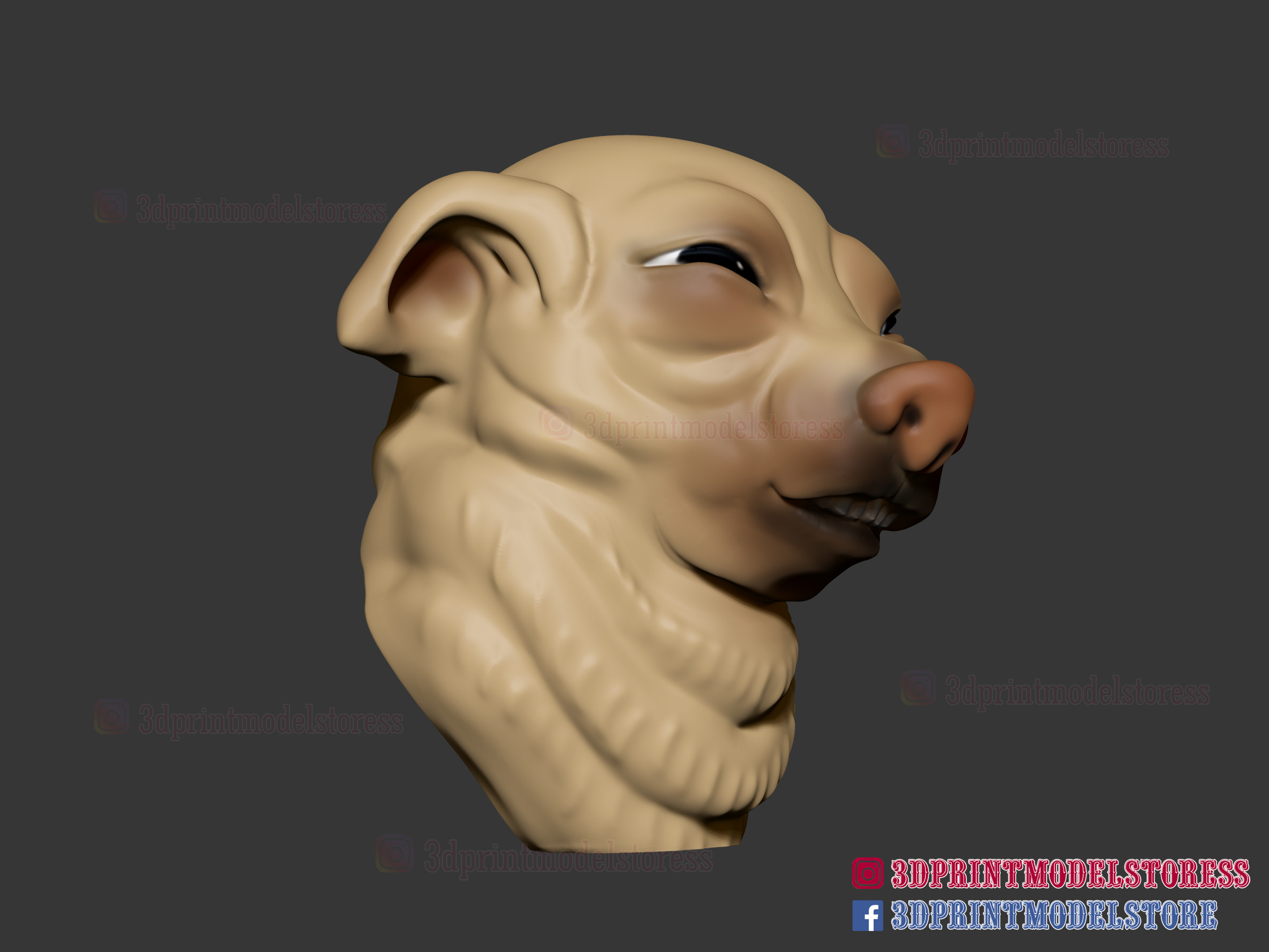 🐕 Meme Dog Face - Doge Meme・Free STL File for ・Cults