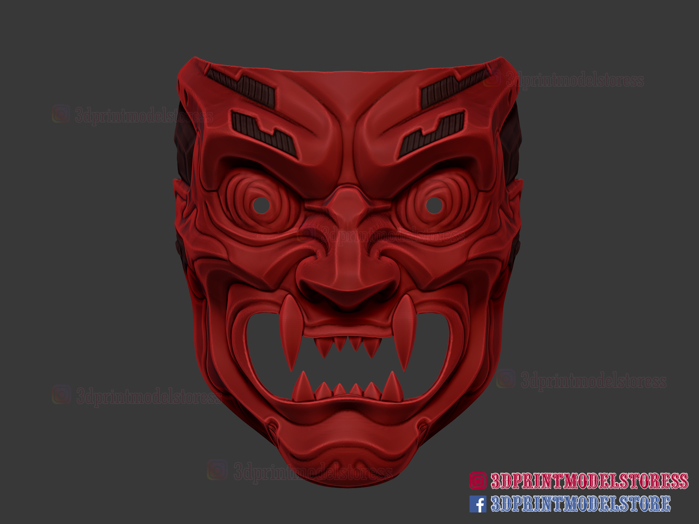 3D file Cyborg Oni Mask - Japanese Kitsune Demon 🤖 ・Template to ...