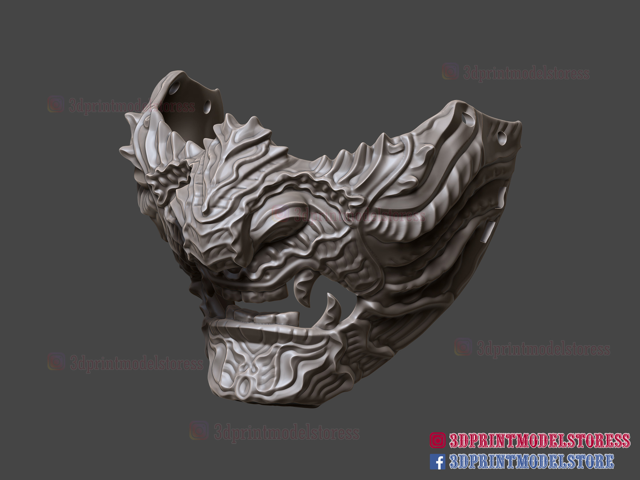 🗡️ Oni Samurai Ghost Mask・ 3D File for ・Cults