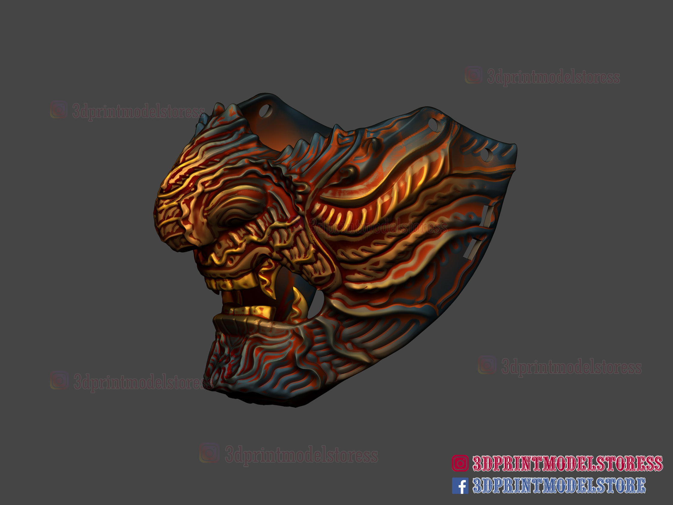 🗡️ Oni Samurai Ghost Mask・ 3D File for ・Cults