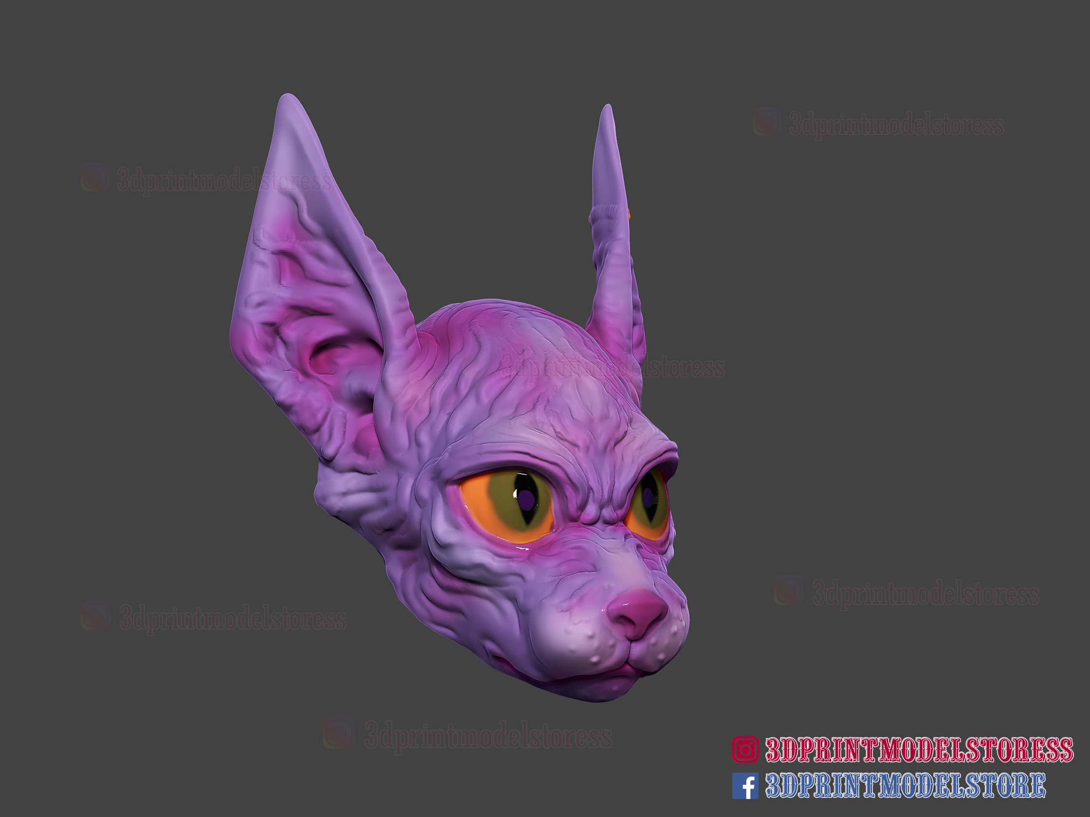 3D file Beerus Sphynx Cat Mask Halloween Cosplay Helmet for 3D Print ...