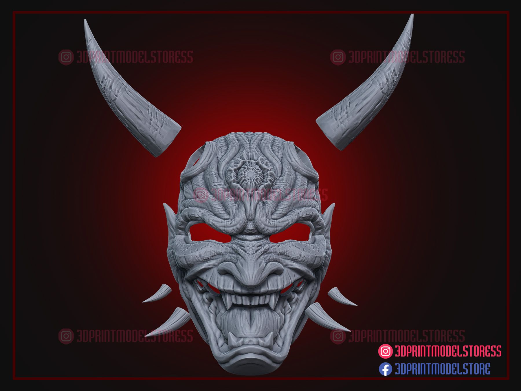 3D file The Oni Samurai Mask - Japanese Kitsune - Halloween Cosplay ...