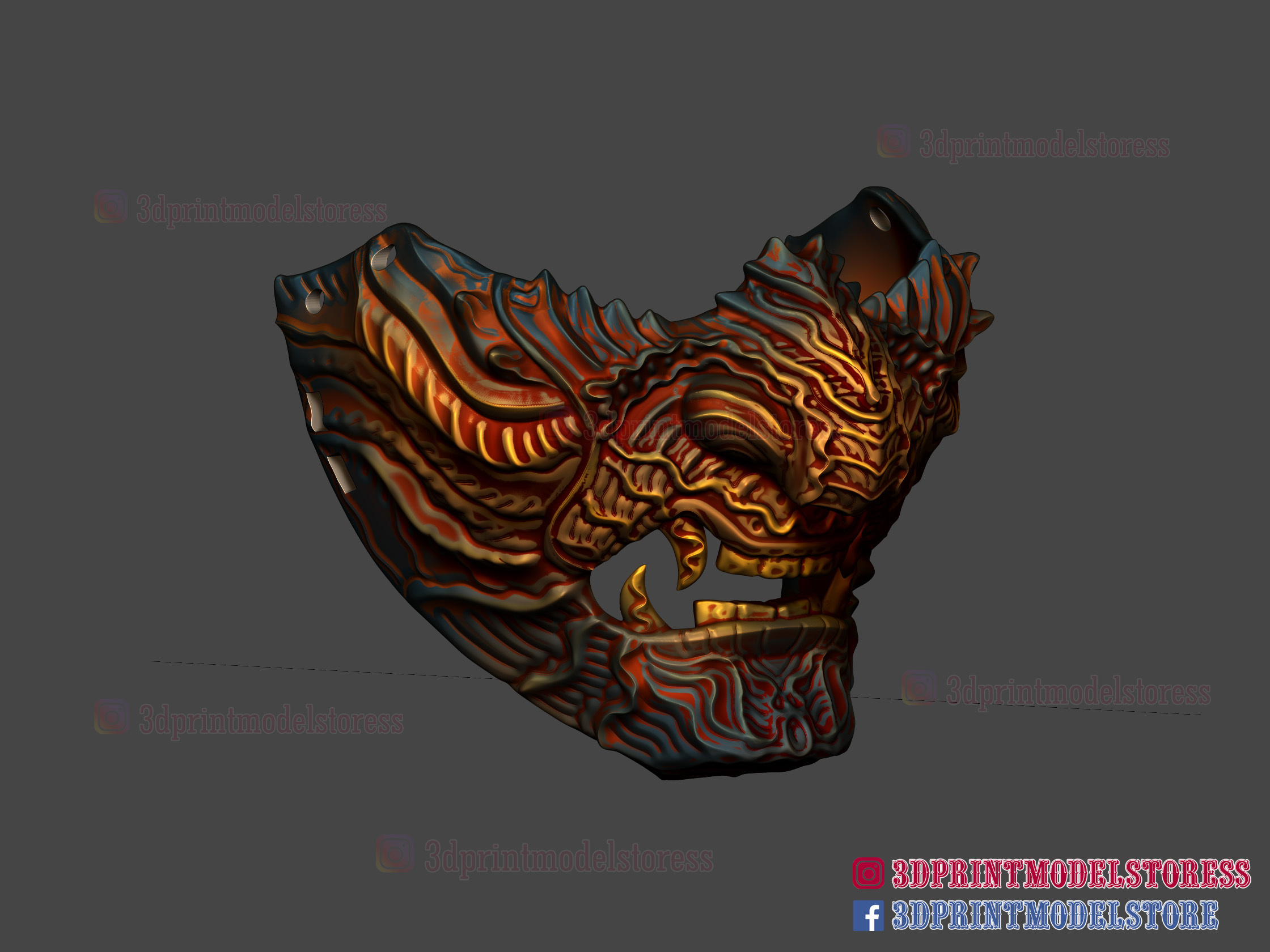 🗡️ Oni Samurai Ghost Mask・ 3D File for ・Cults
