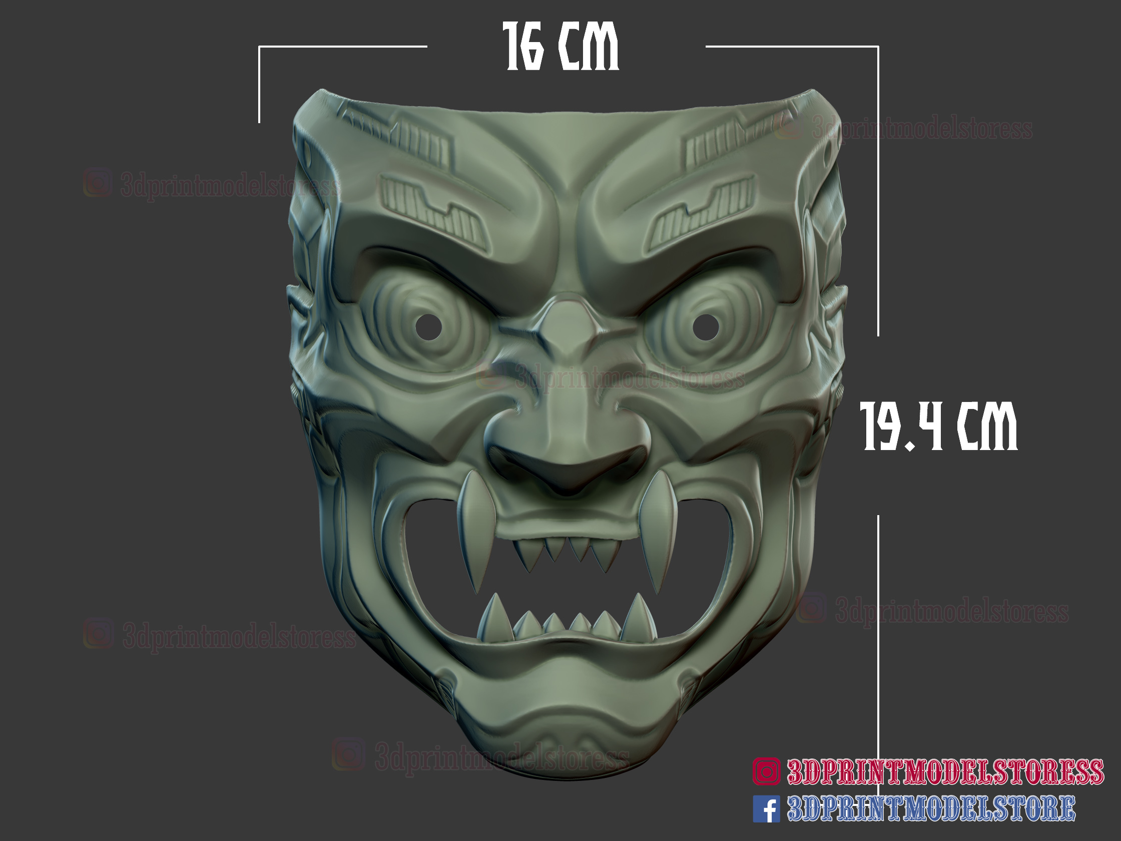 3D file Cyborg Oni Mask - Japanese Kitsune Demon 🤖 ・Template to ...