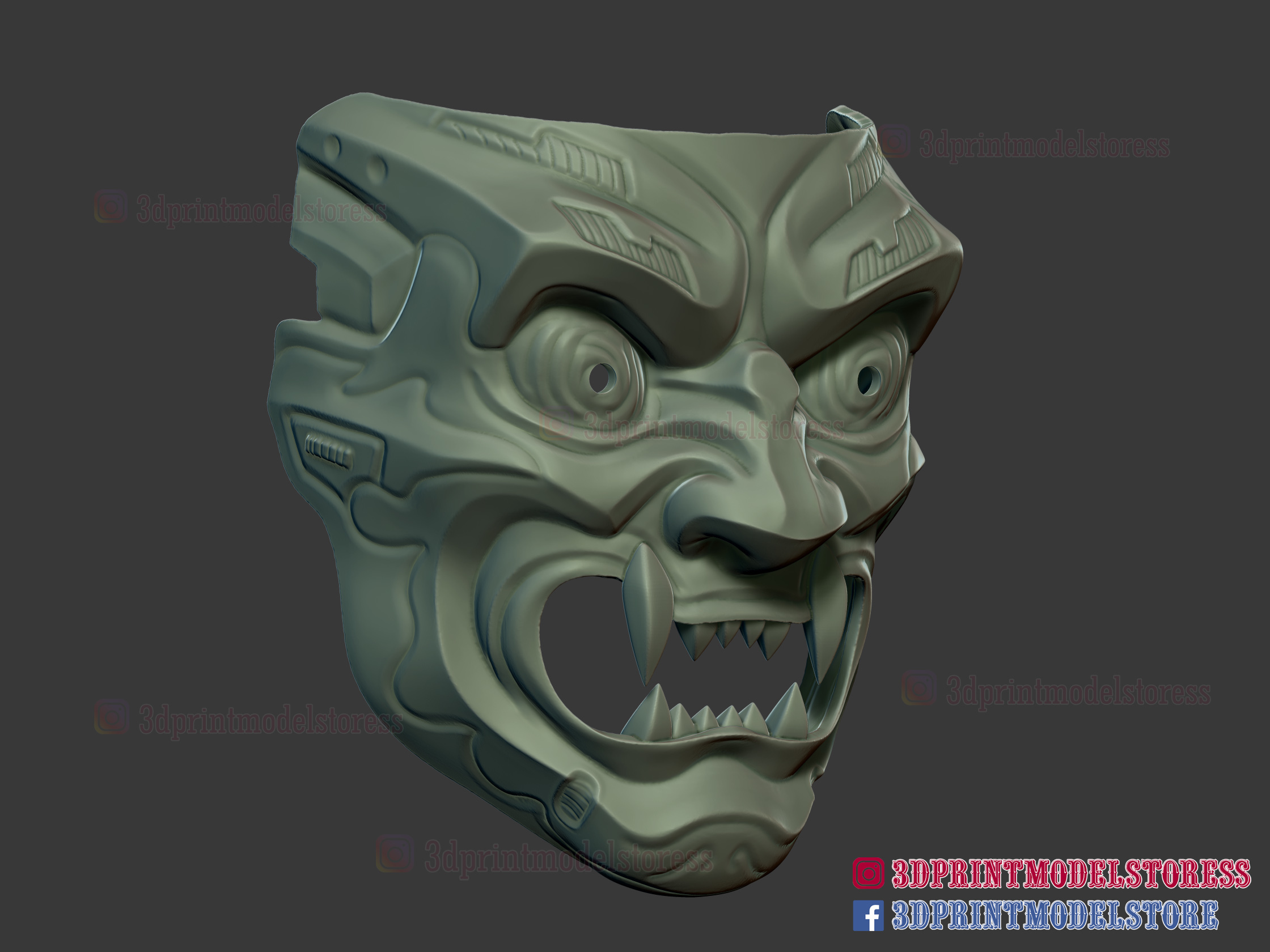 3D file Cyborg Oni Mask - Japanese Kitsune Demon 🤖 ・Template to ...