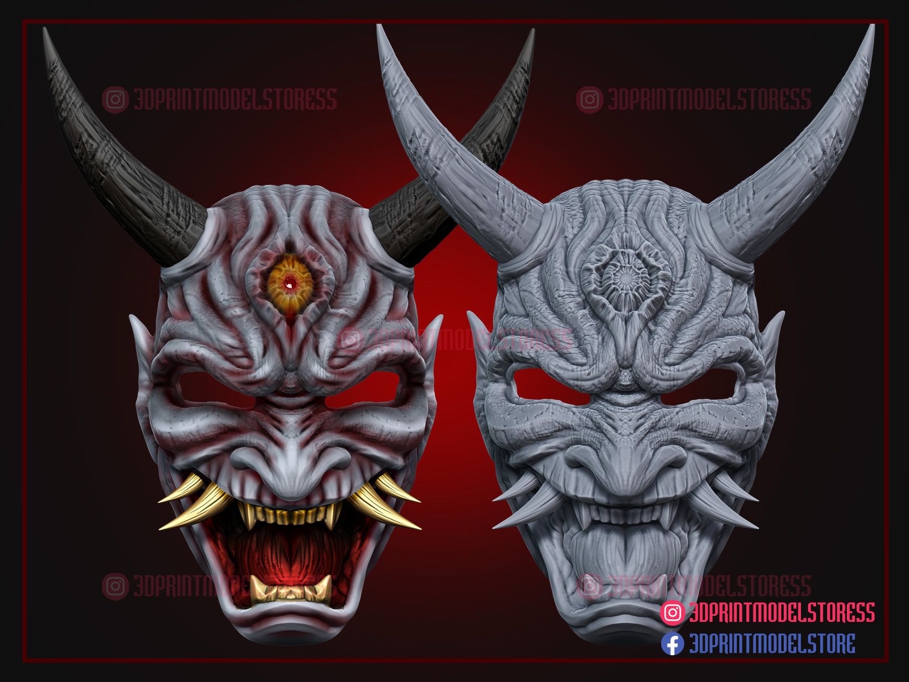 3D file The Oni Samurai Mask - Japanese Kitsune - Halloween Cosplay ...