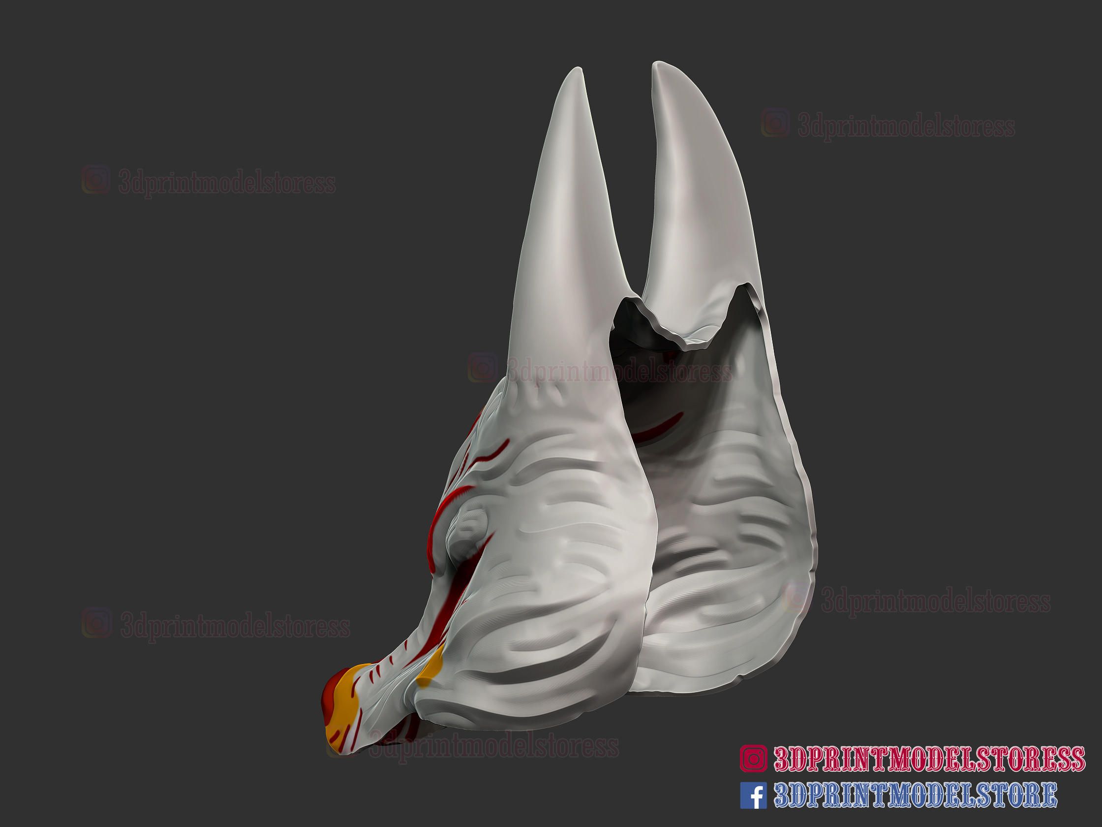 3D file Demon Kitsune Fox Mask - Japanese Cosplay Costume 🦊 ・3D ...