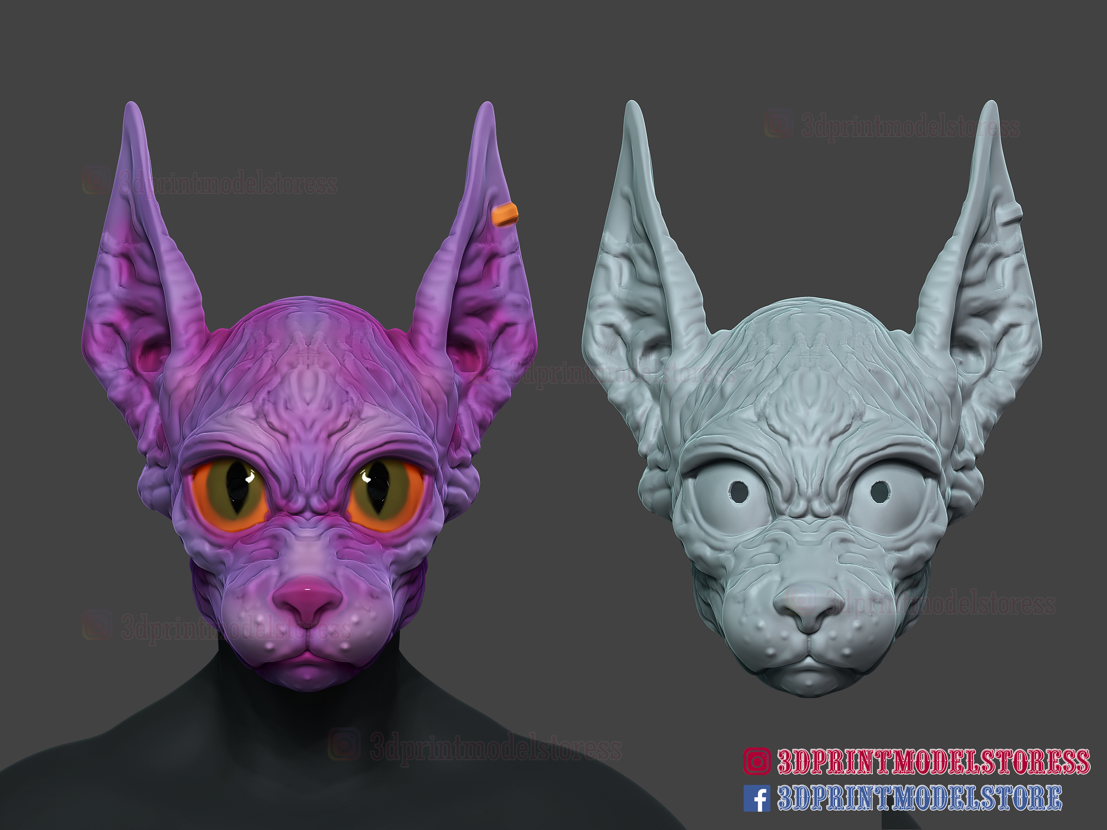 3D file Beerus Sphynx Cat Mask Halloween Cosplay Helmet for 3D Print ...