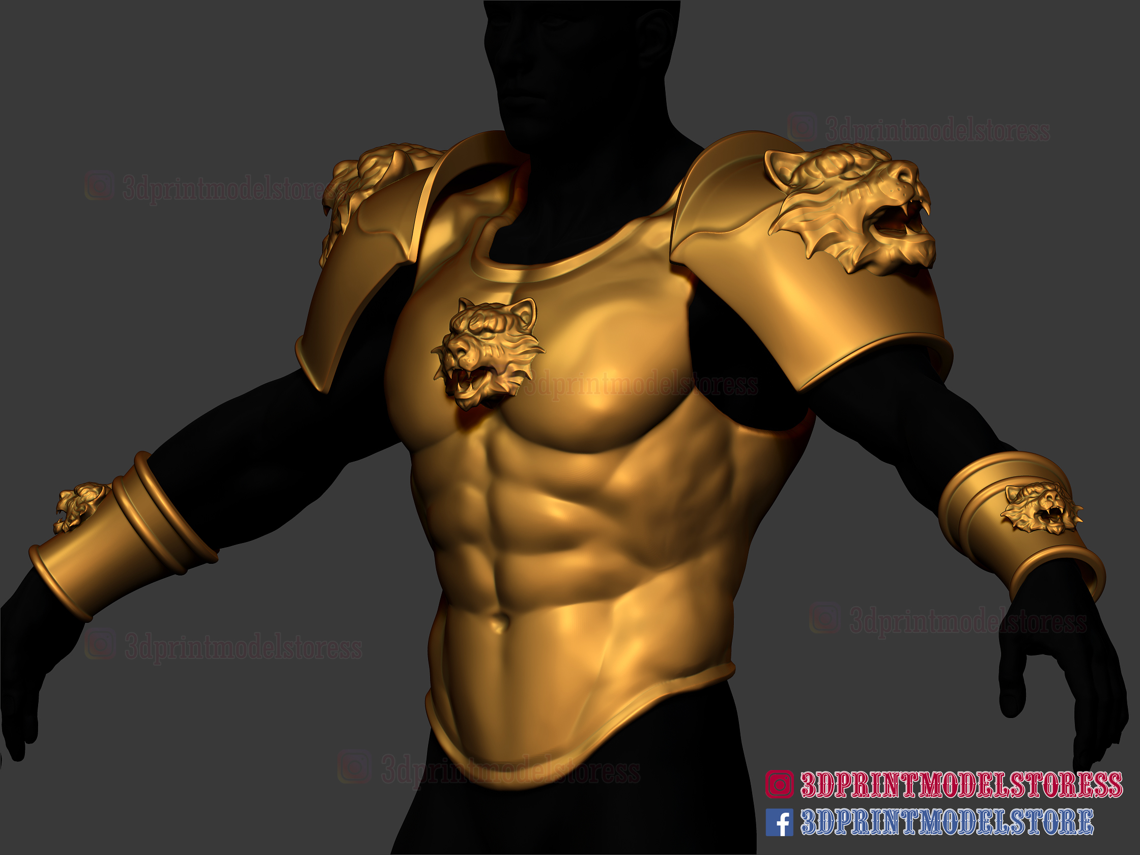 🏛️ Larp Armor - Classical Tiger Roman Muscle Armor Set Cosplay 3D print ...