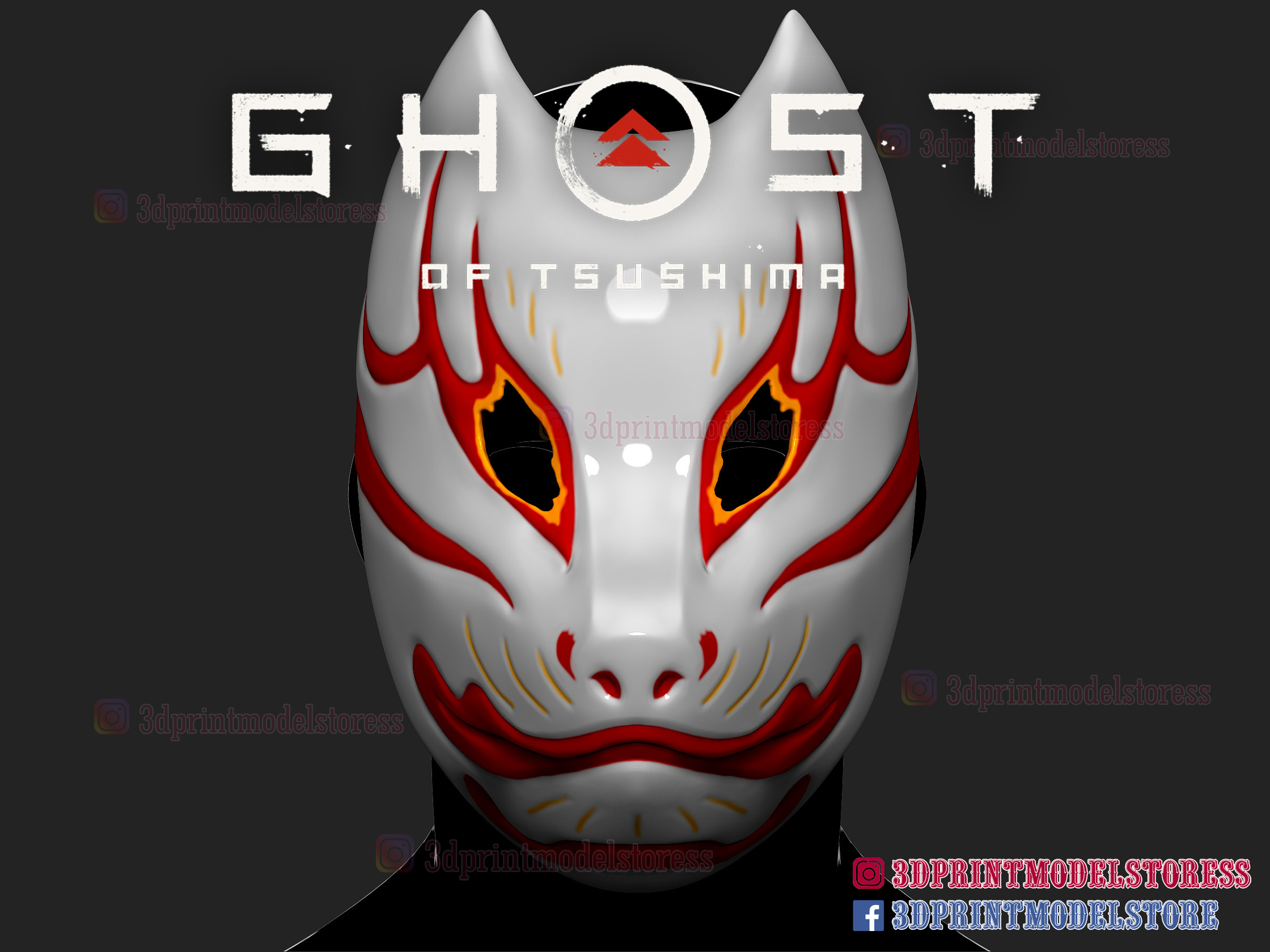 3D file Ghost of Tsushima Mask for Cosplay 👻 ・3D printable model to ...
