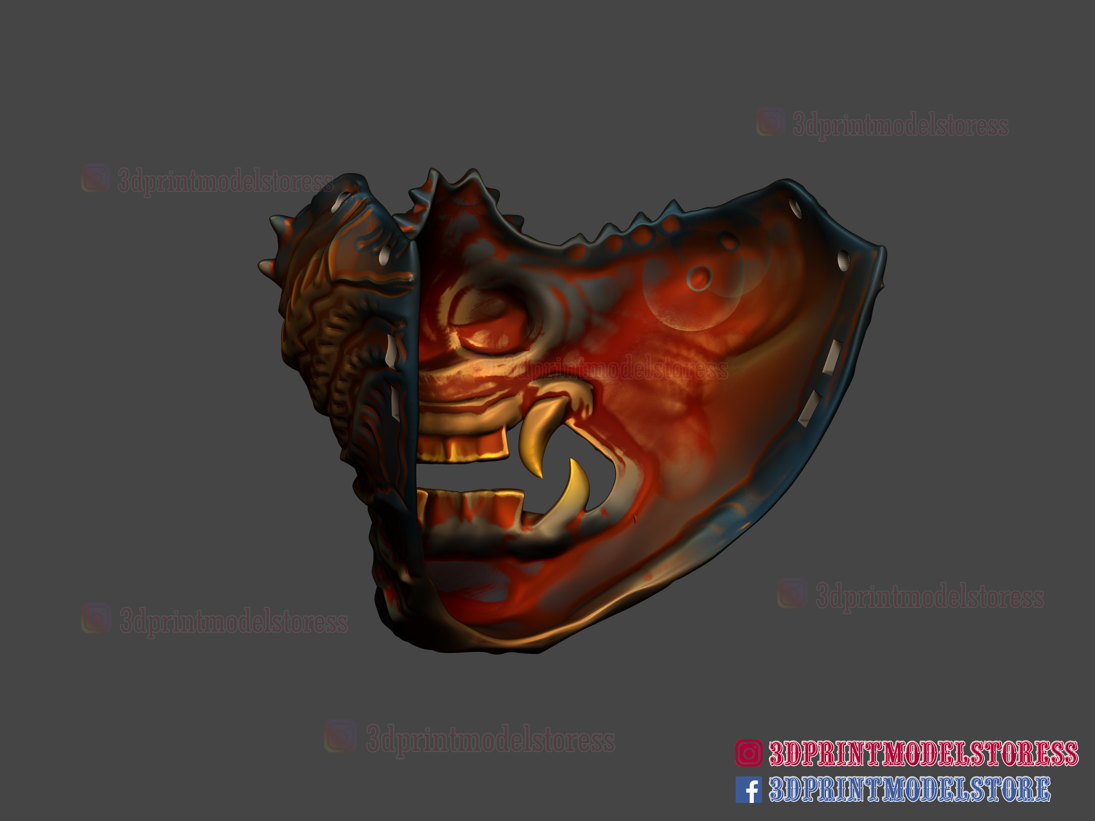 🗡️ Oni Samurai Ghost Mask・ 3D File for ・Cults
