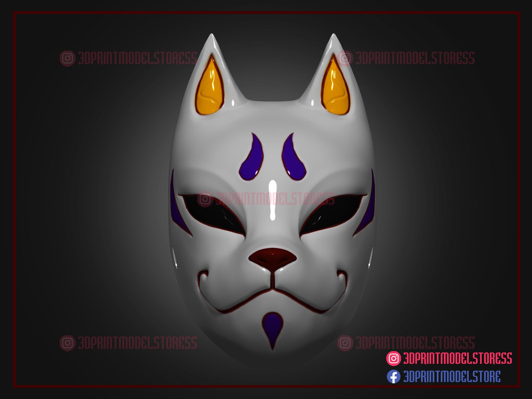 🦊 Kitsune Fox Mask - Cosplay Costume Halloween・ 3D File for ・Cults