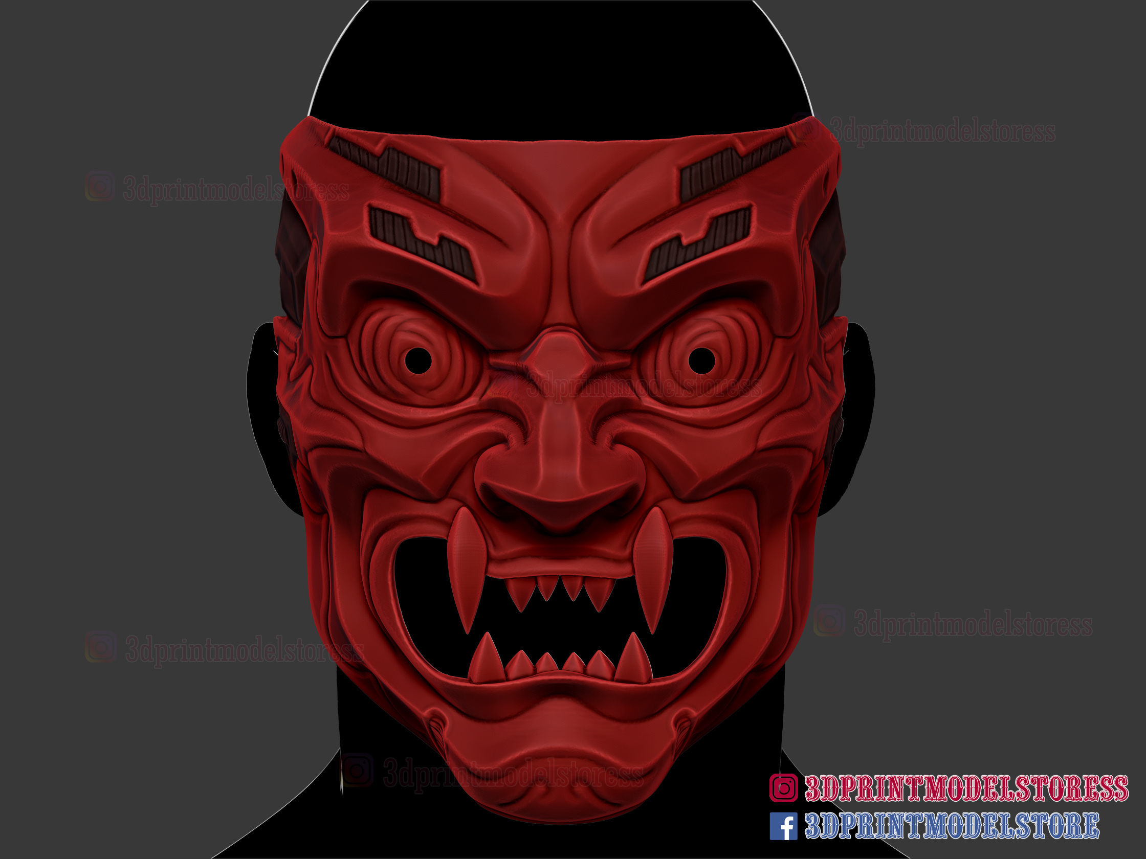 3D file Cyborg Oni Mask - Japanese Kitsune Demon 🤖 ・Template to ...