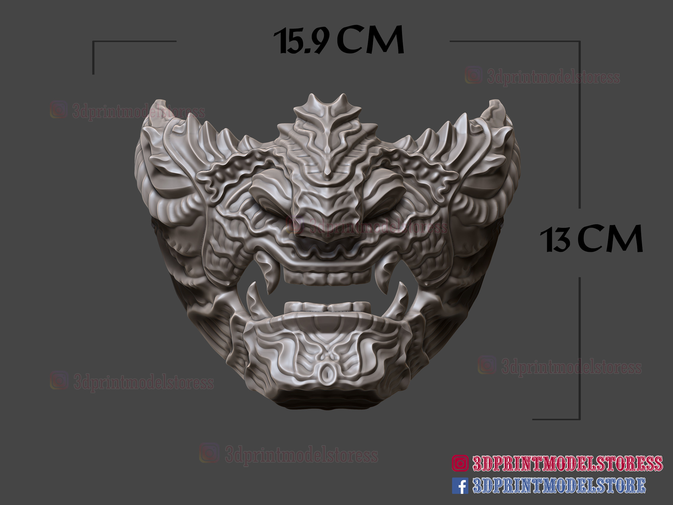 🗡️ Oni Samurai Ghost Mask・ 3D File for ・Cults