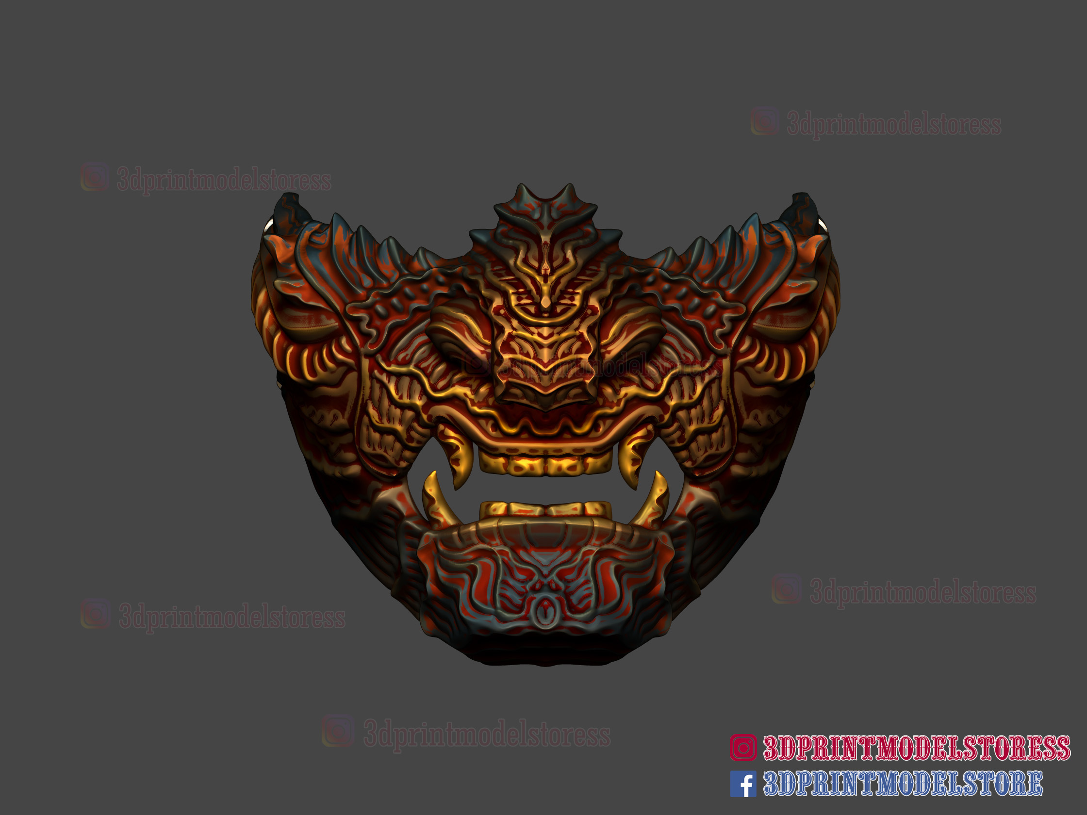 🗡️ Oni Samurai Ghost Mask・ 3D File for ・Cults