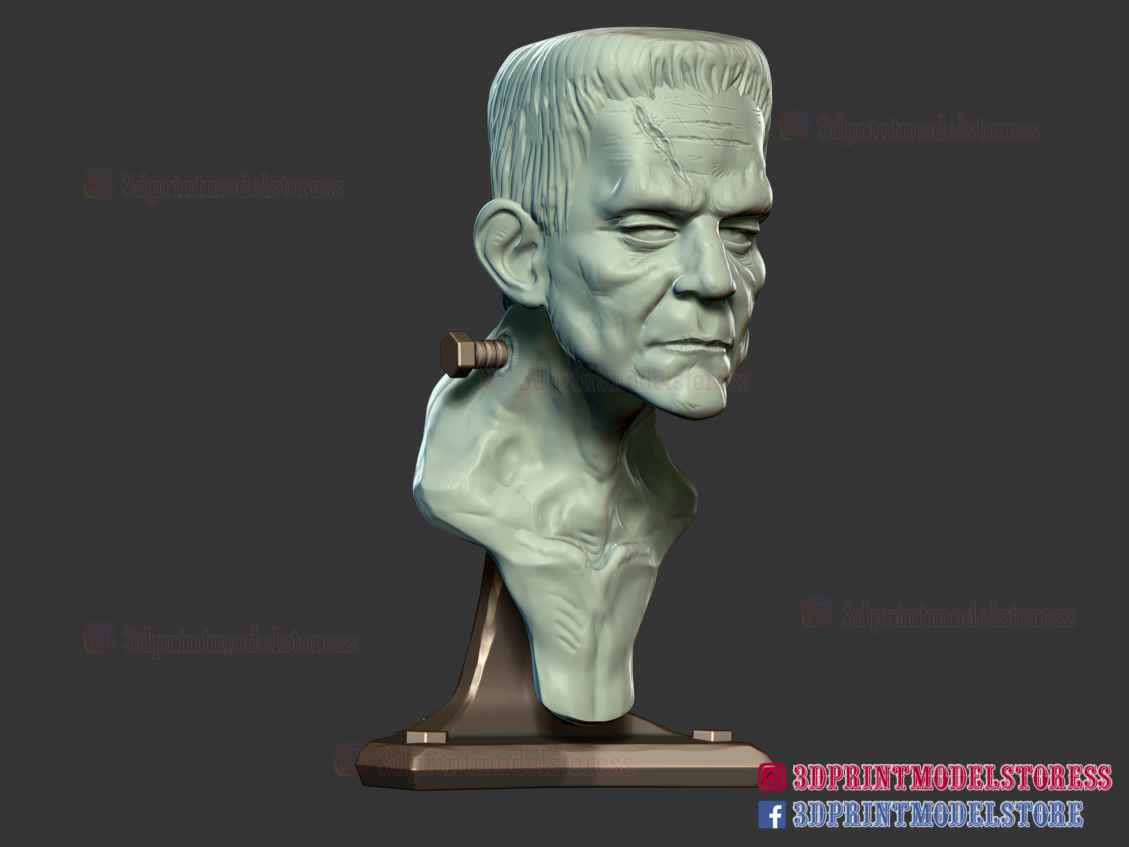 👹 Frankenstein Monster Sculpture Bust STL File - Buste de Frankenstein ...