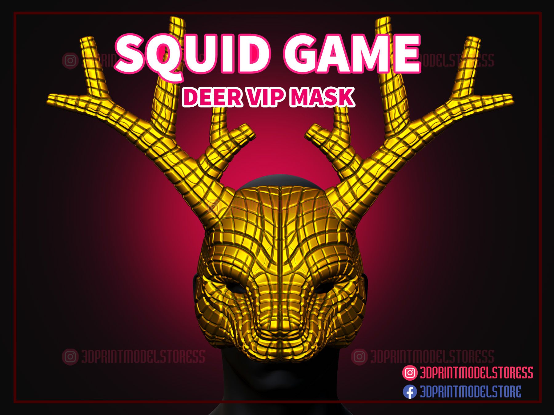 3D print Squid Game Mask - Deer Vip Mask for Cosplay・Cults