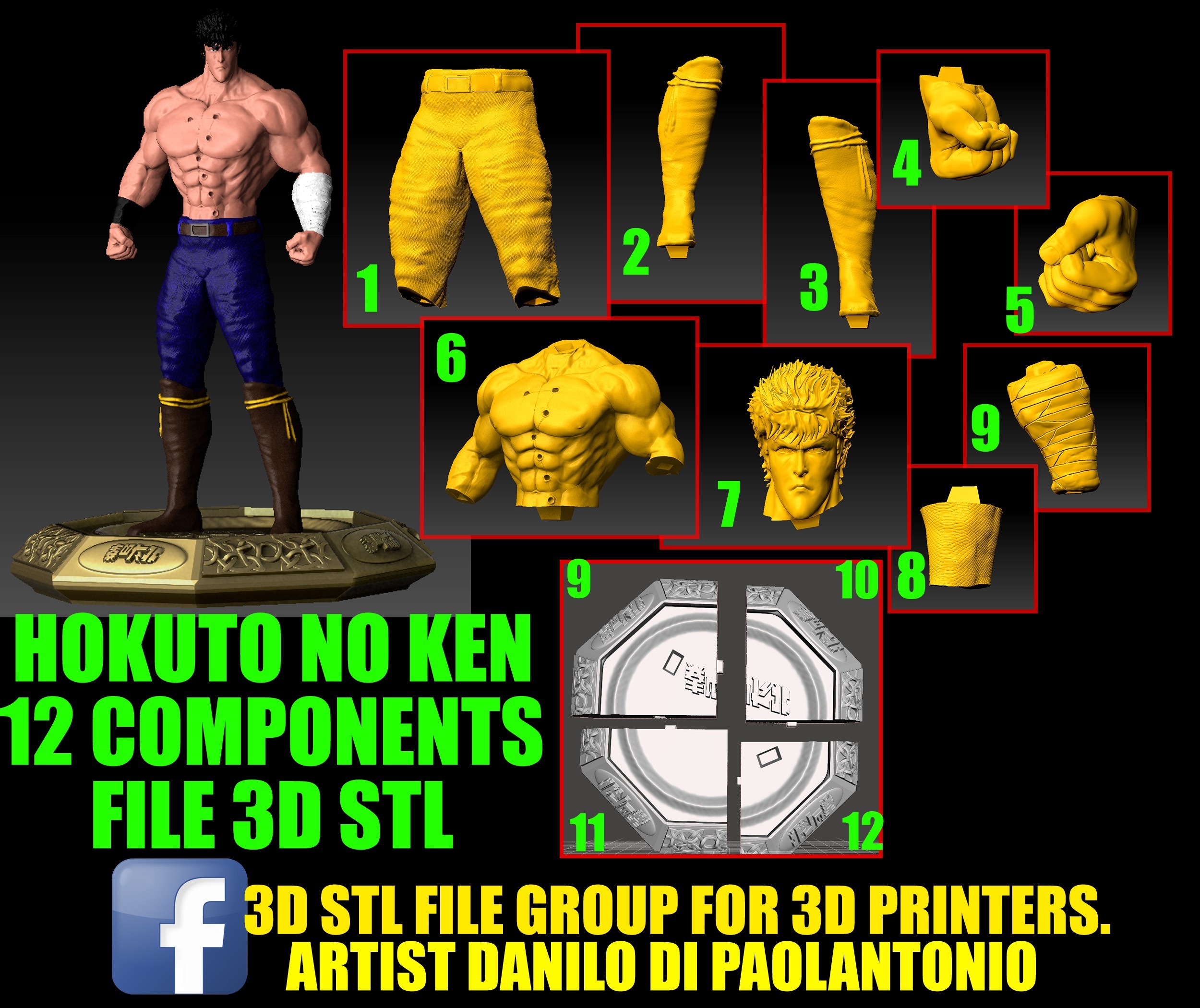 🤜 KEN SHIRO FIST OF THE NORTH STAR HOKUTO NO KEN STL 3D・ 3D File for ・Cults