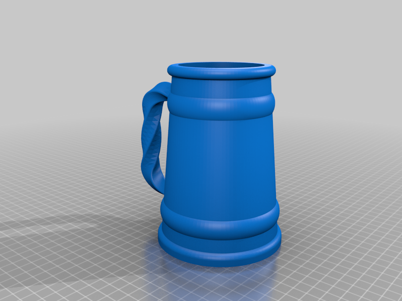 🏠 Tankard with twist hadle・Free STL File for ・Cults