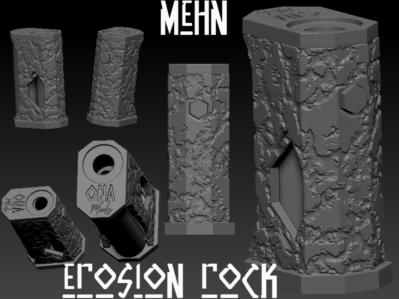 Archivo STL Squonk Mech Mod "Mehn" and "Mehn Erosion-Rock" 👽 ・Modelo de ...