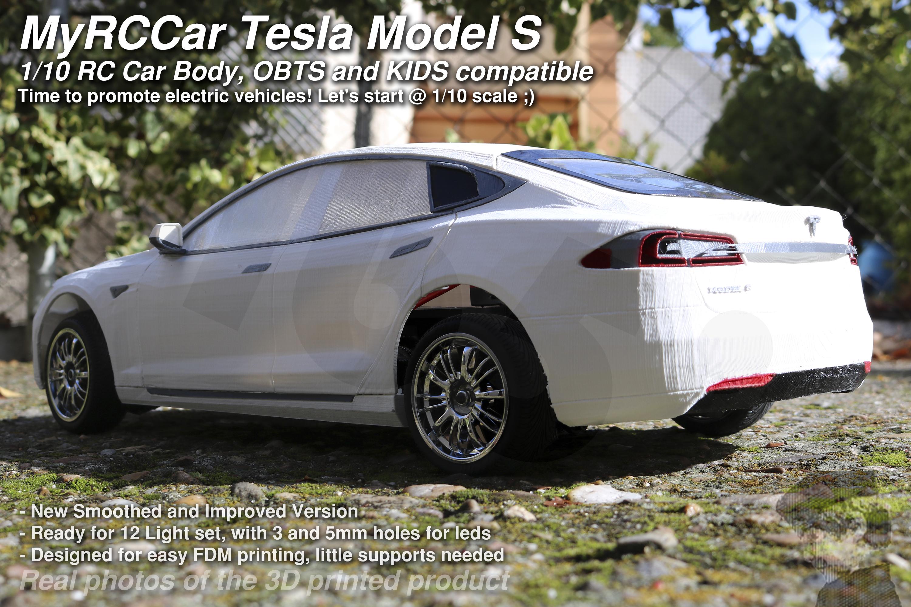🚗 MyRCCar 1/10 Tesla Model-S RC Car Body revisited. Smoothed and ...