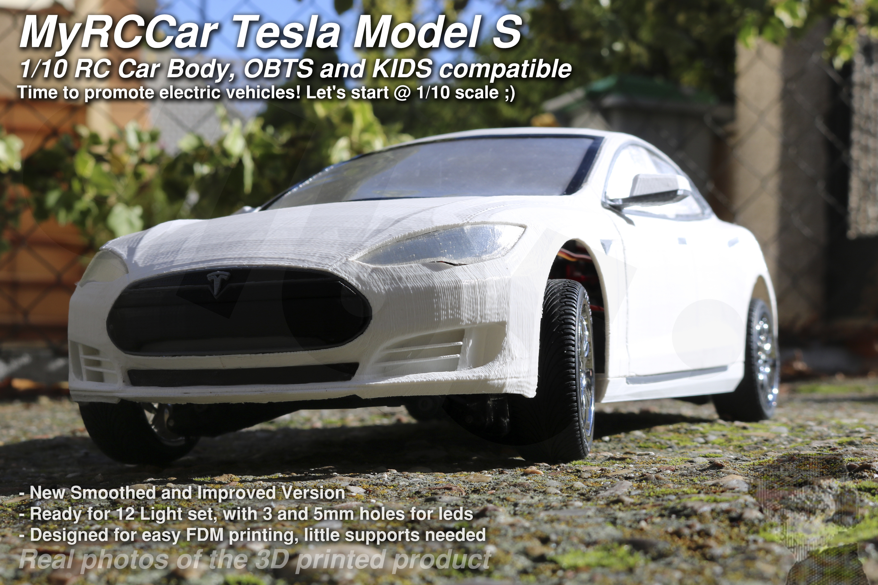 🚗 MyRCCar 1/10 Tesla Model-S RC Car Body revisité. Lissé et détaillé ...