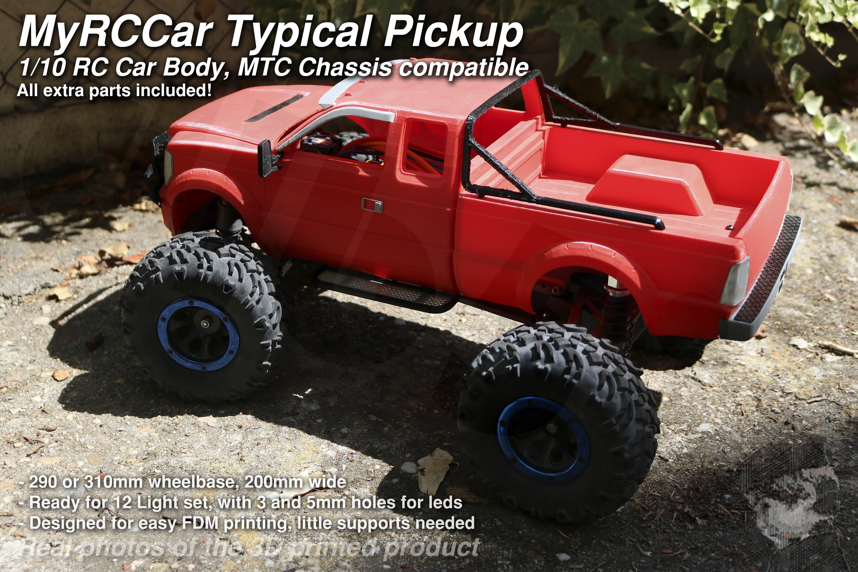🚗 MyRCCar Typical Pickup, 1/10 RC Car Body for MTC chassis, both ...