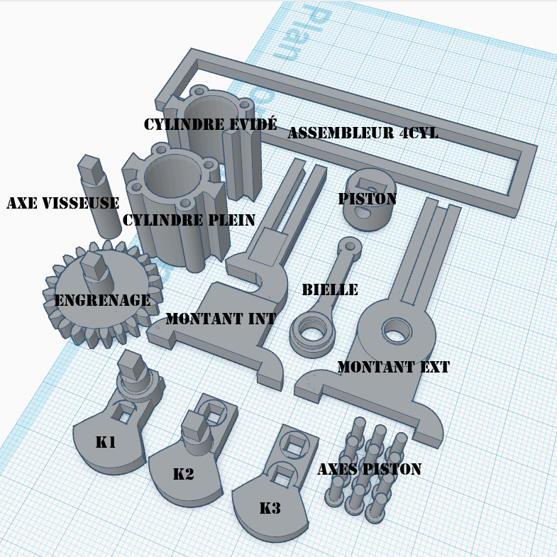 👽 In-line 4T multi-cylinder engine kit・Free STL File for ・Cults